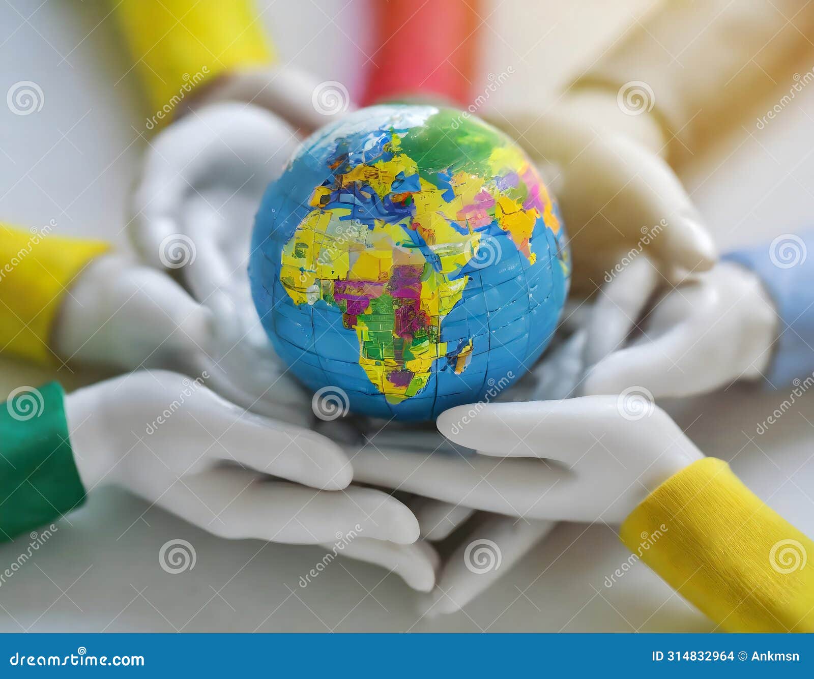 Group of Hands Holding Small Globe. Generative AI Stock Illustration ...