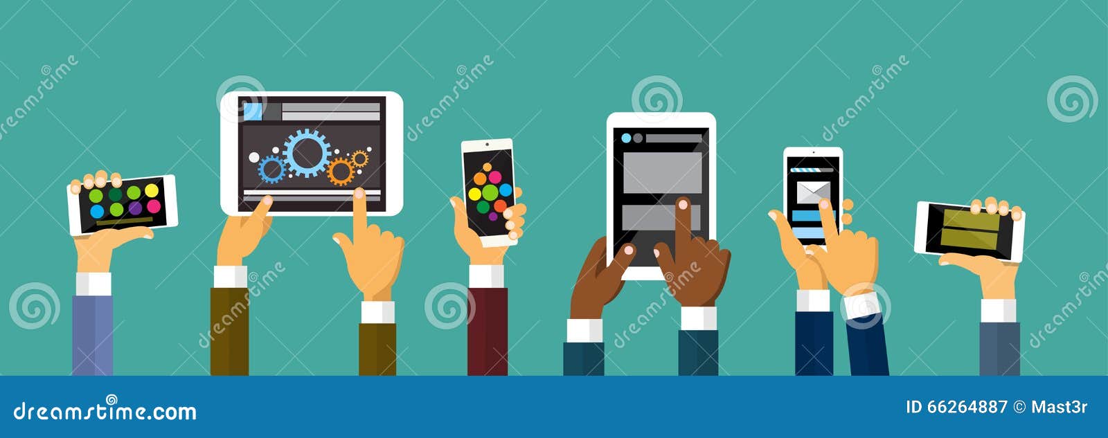 Group Hands Holding Smart Cell Phone Tablet Computer, Technology ...