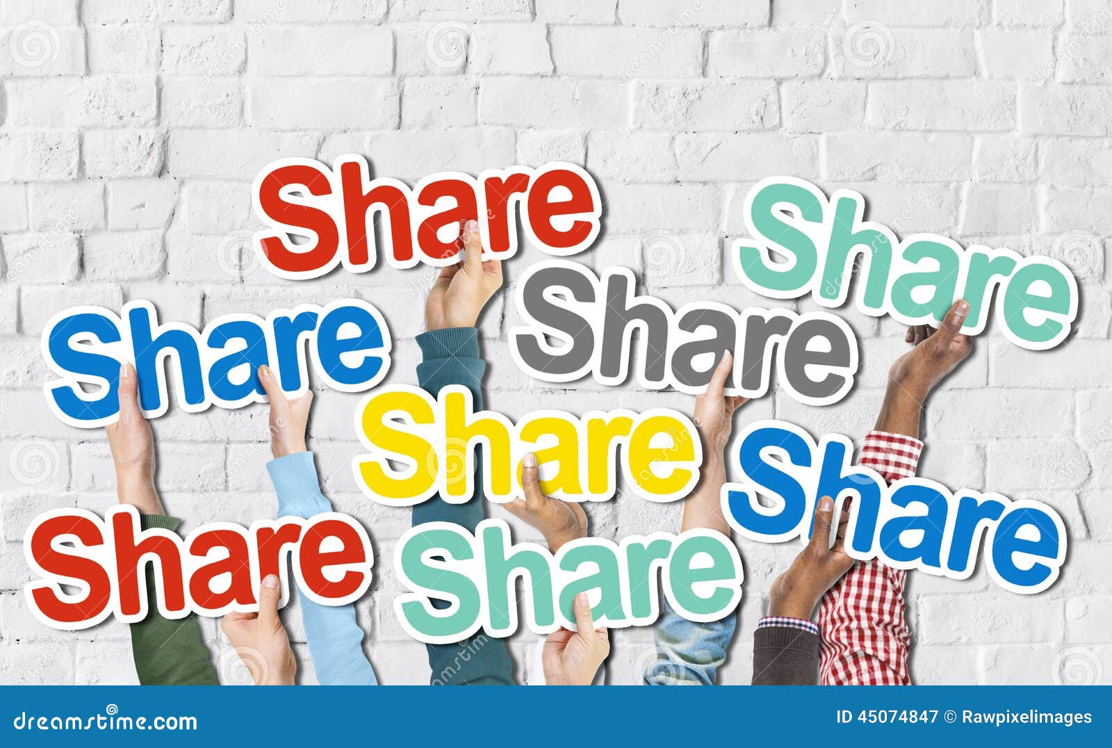 Group Of Hands Holding The Word Share Stock Image - Image: 45074847