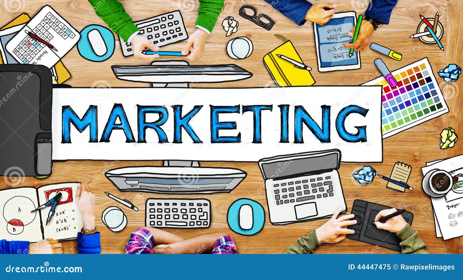 Group of Hands with Marketing Concepts Photo and Illustration Stock ...