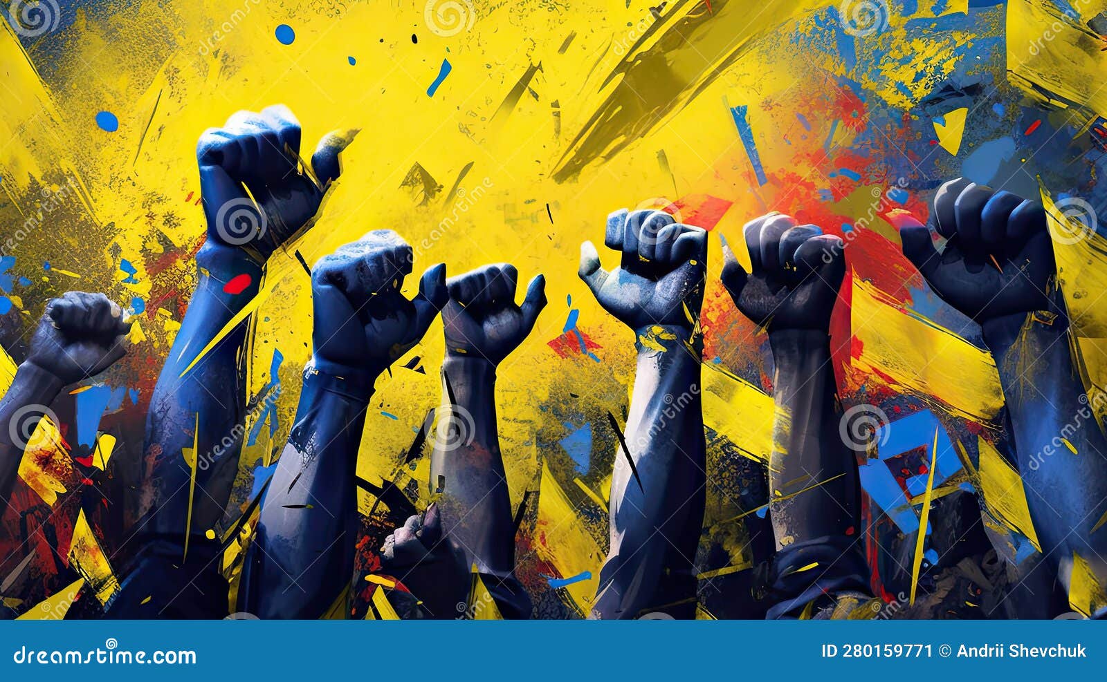 Group of Hands Raised Up, Protest or Revolution in Ukraine Concept ...