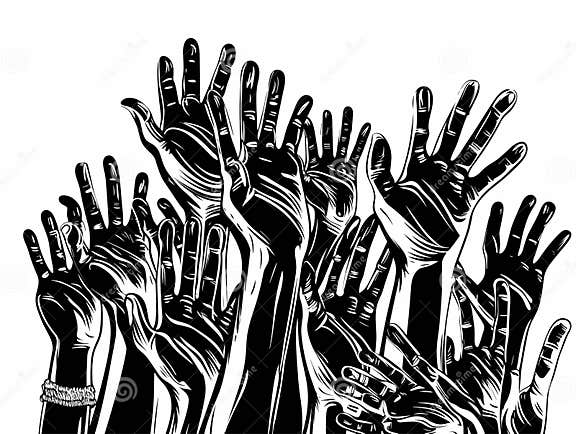 A Group of Hands Reaching Out - a Vector Drawing Represents Open Hands ...