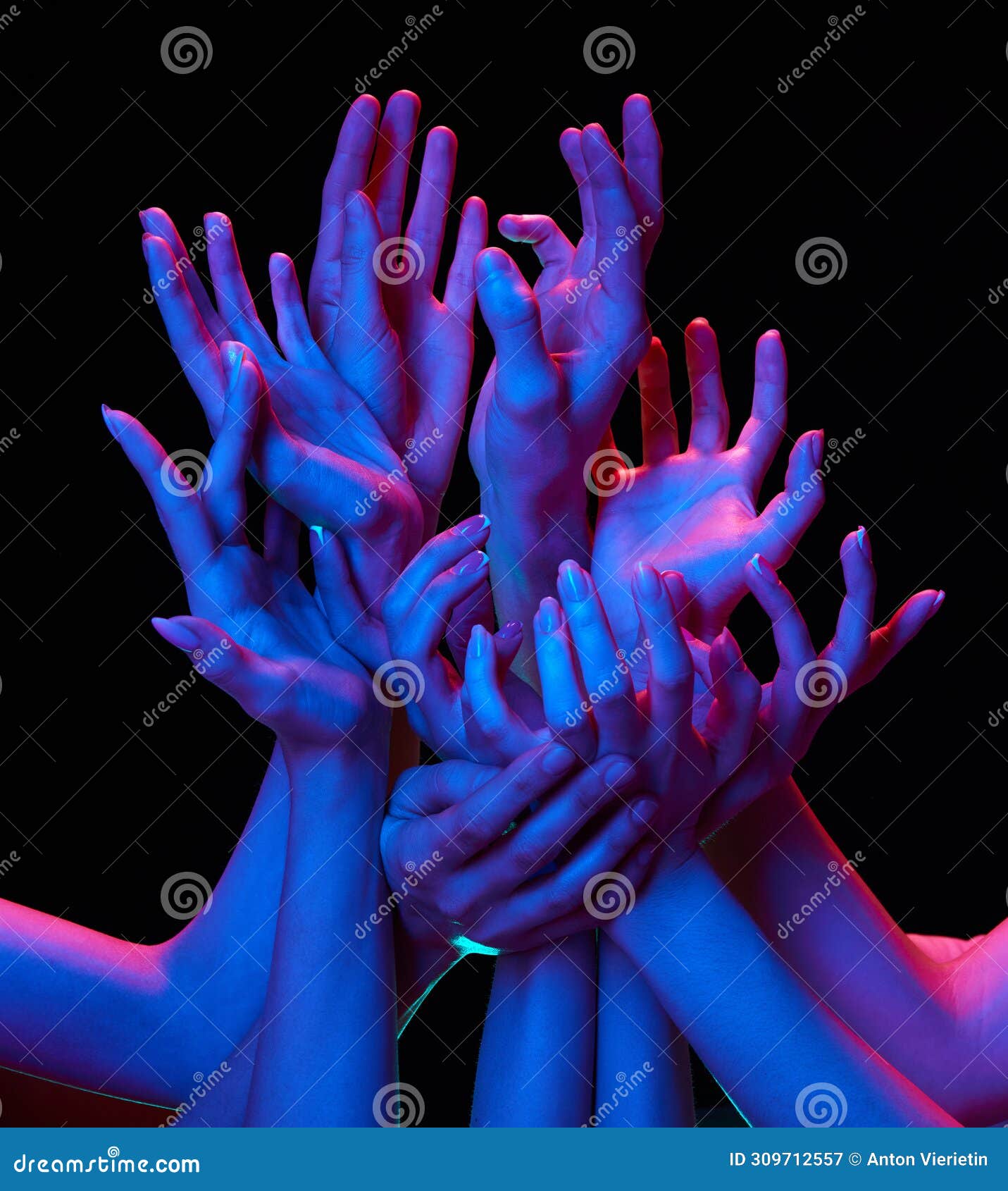 Group of Hands Reaching Upwards Showing Uplifting and Supportive in ...