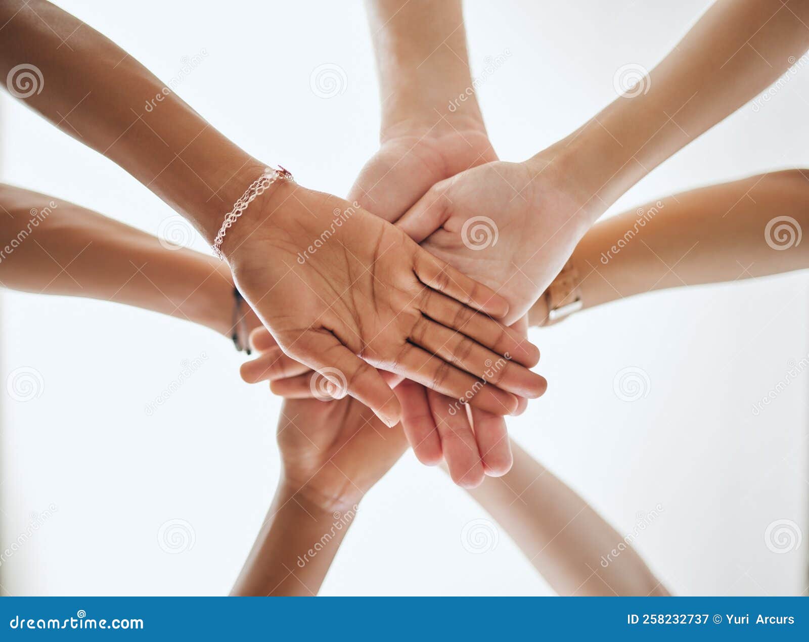 Group of Hands in Unity, Teamwork Motivation or Support for Partnership ...