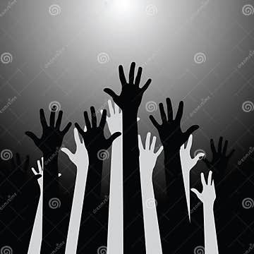 Group of hands up stock vector. Illustration of group - 34498128