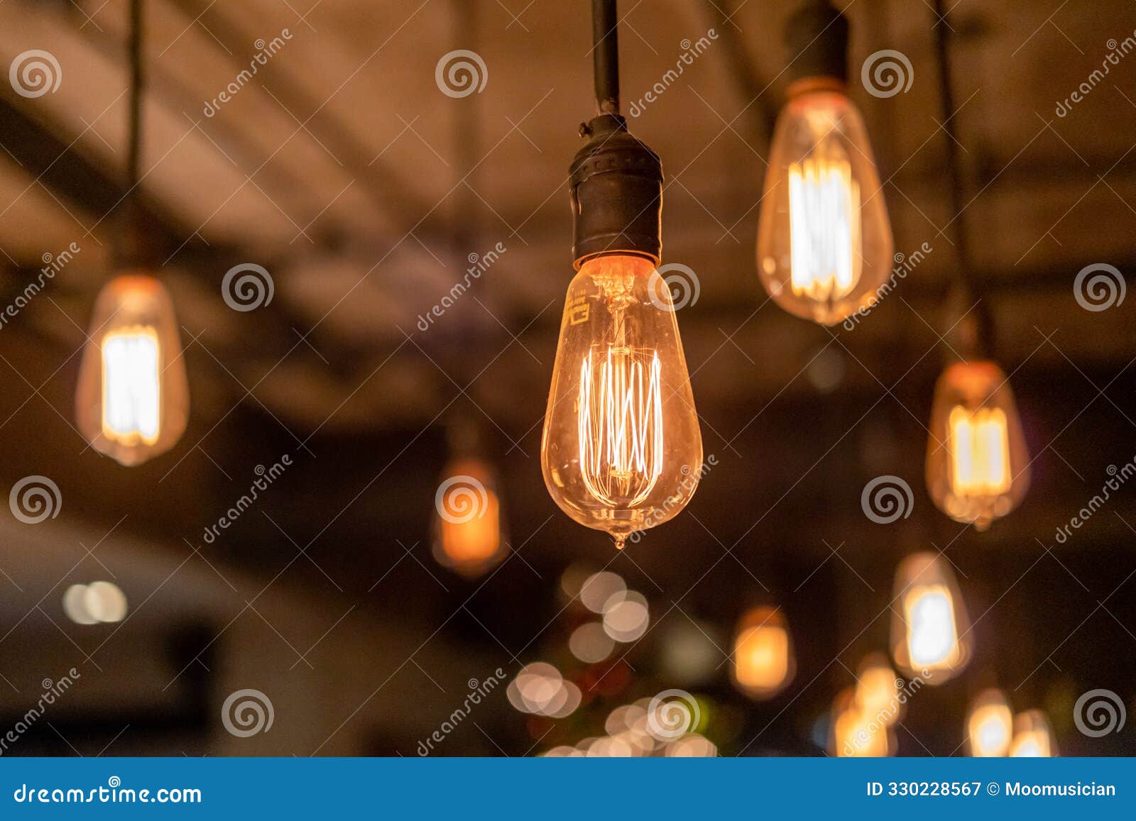 Group of Hanging Edison Light Bulb Stock Image - Image of classic ...