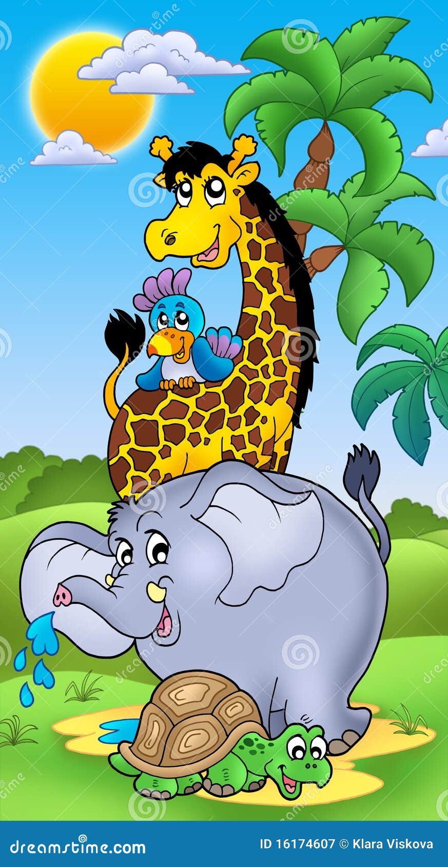 Group of Happy African Animals Stock Illustration - Illustration of ...