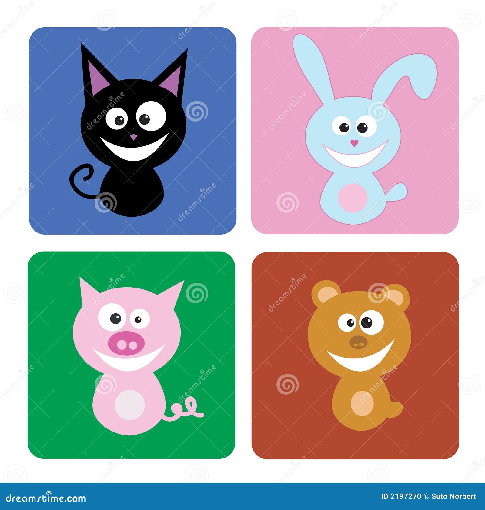 A group of happy animal stock vector. Illustration of animal - 2197270