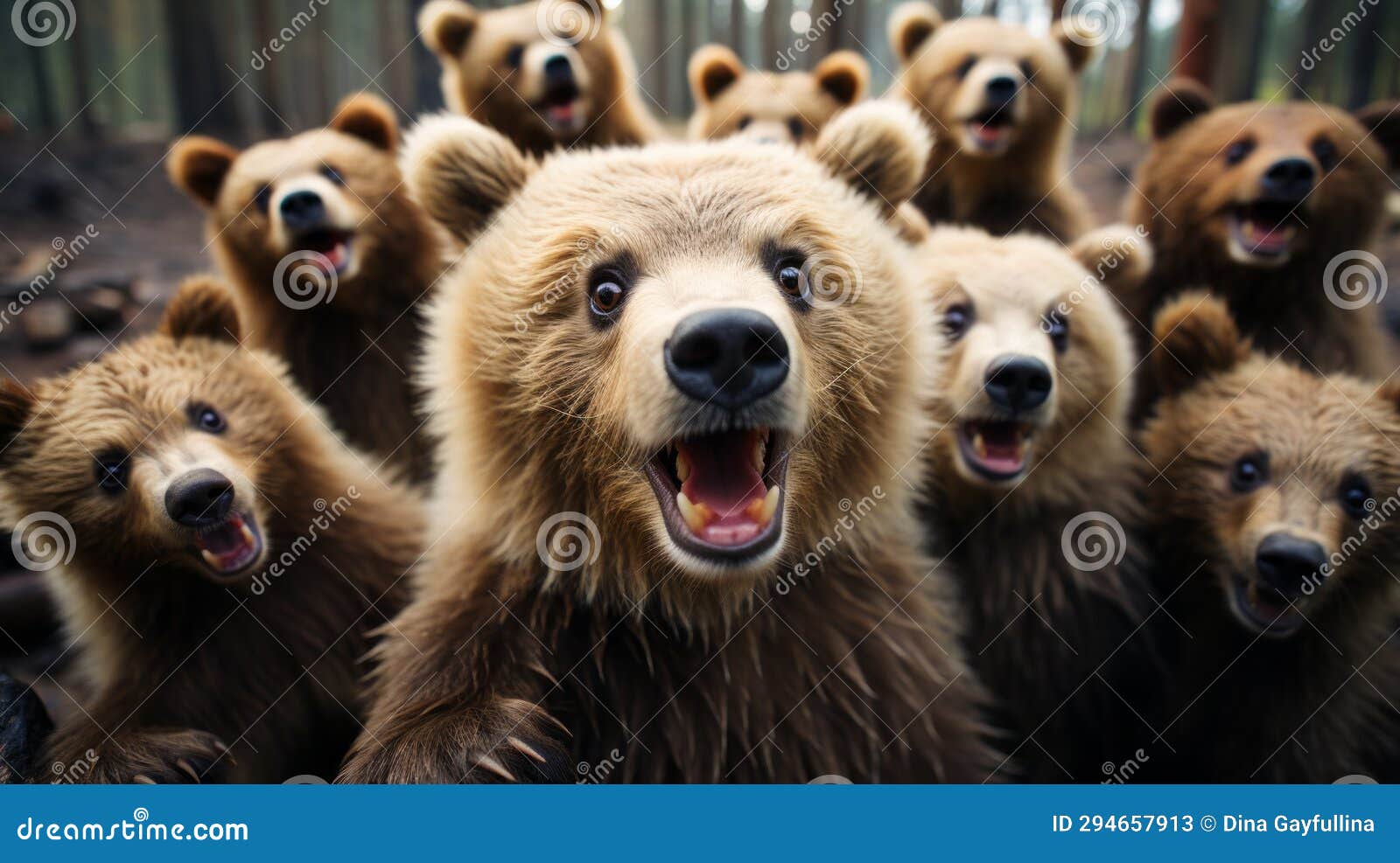 A Group Of Happy Bears Taking Selfies Stock Image | CartoonDealer.com #294657913