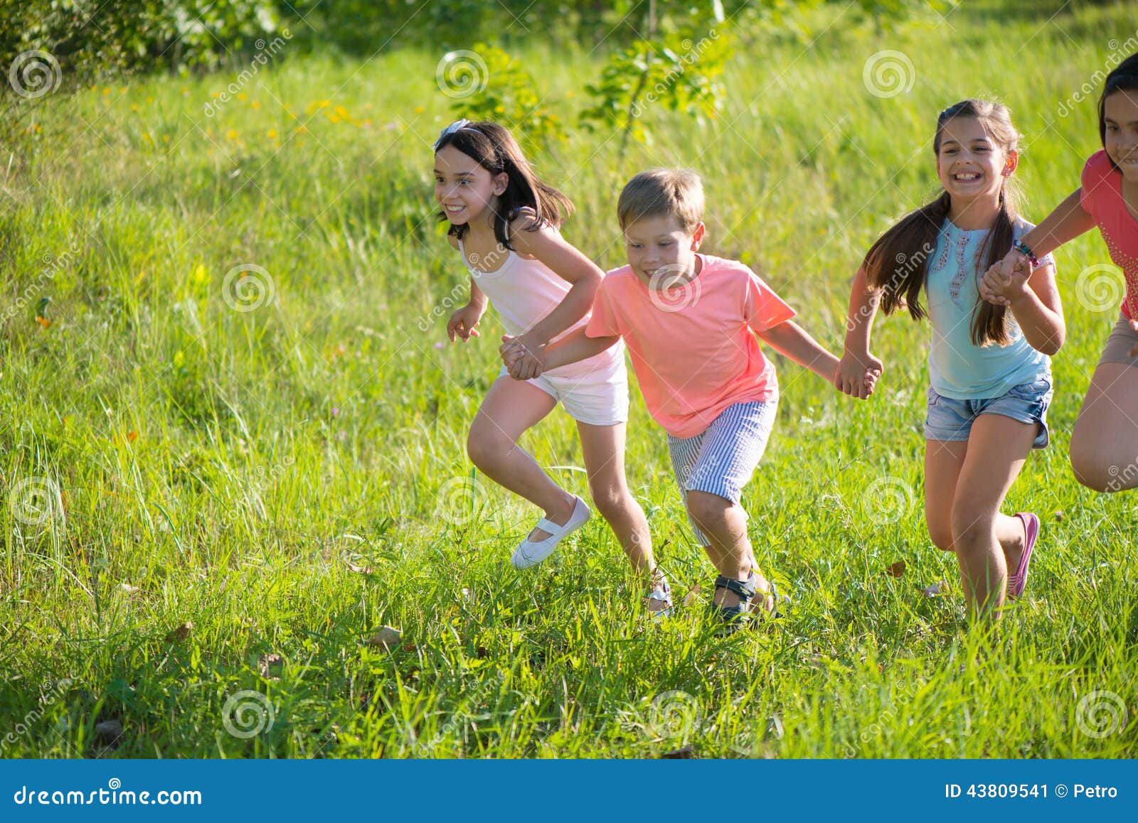Group of Happy Children Playing Stock Image - Image of happy, field ...