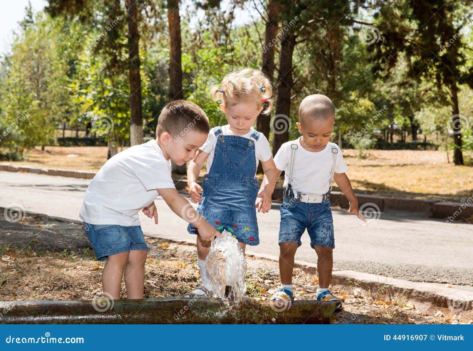 Group of Happy Children Playing in Park. Summer Nature . Stock Image ...