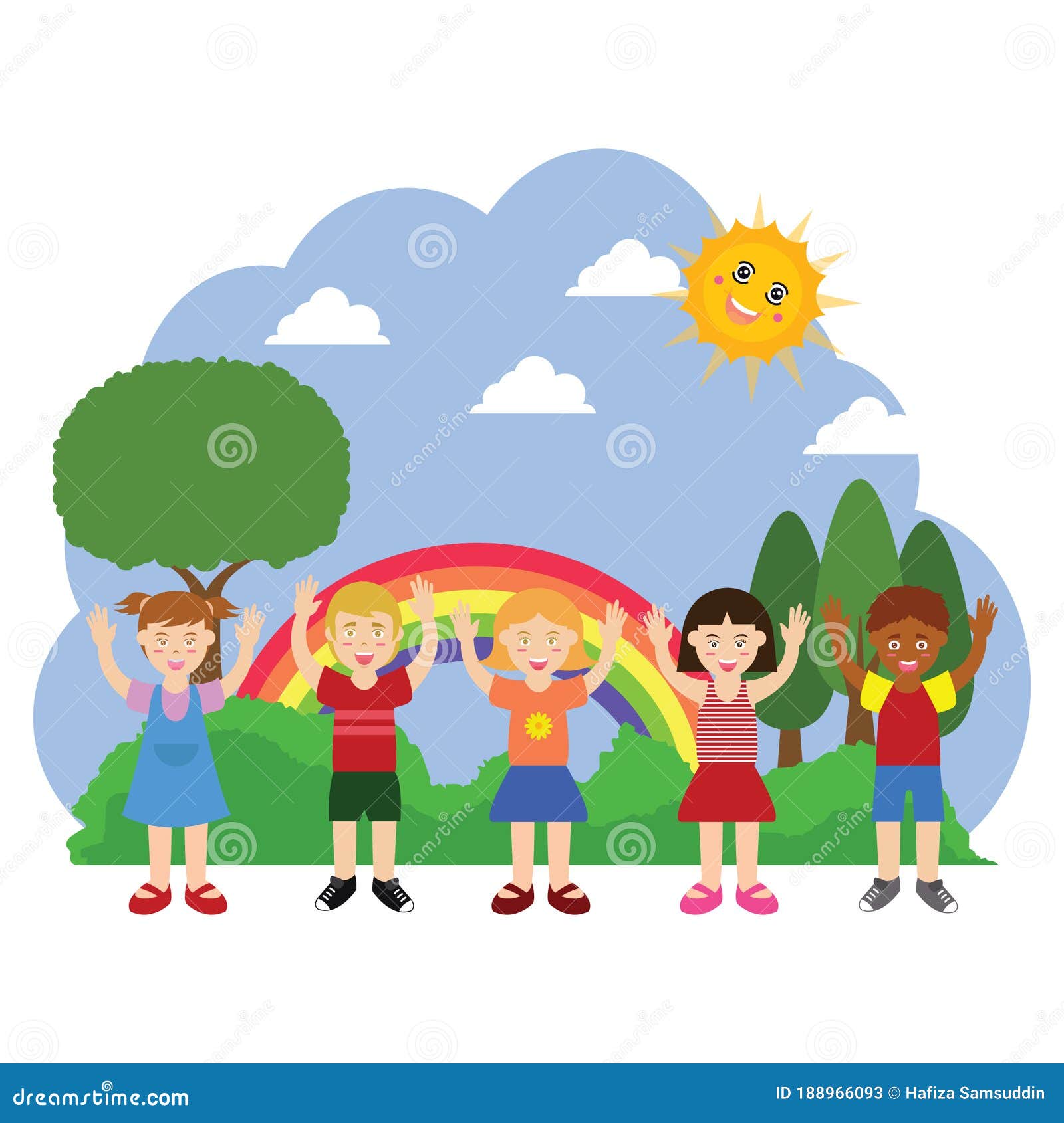 Group of Happy Children. Vector Illustration Decorative Design Stock ...