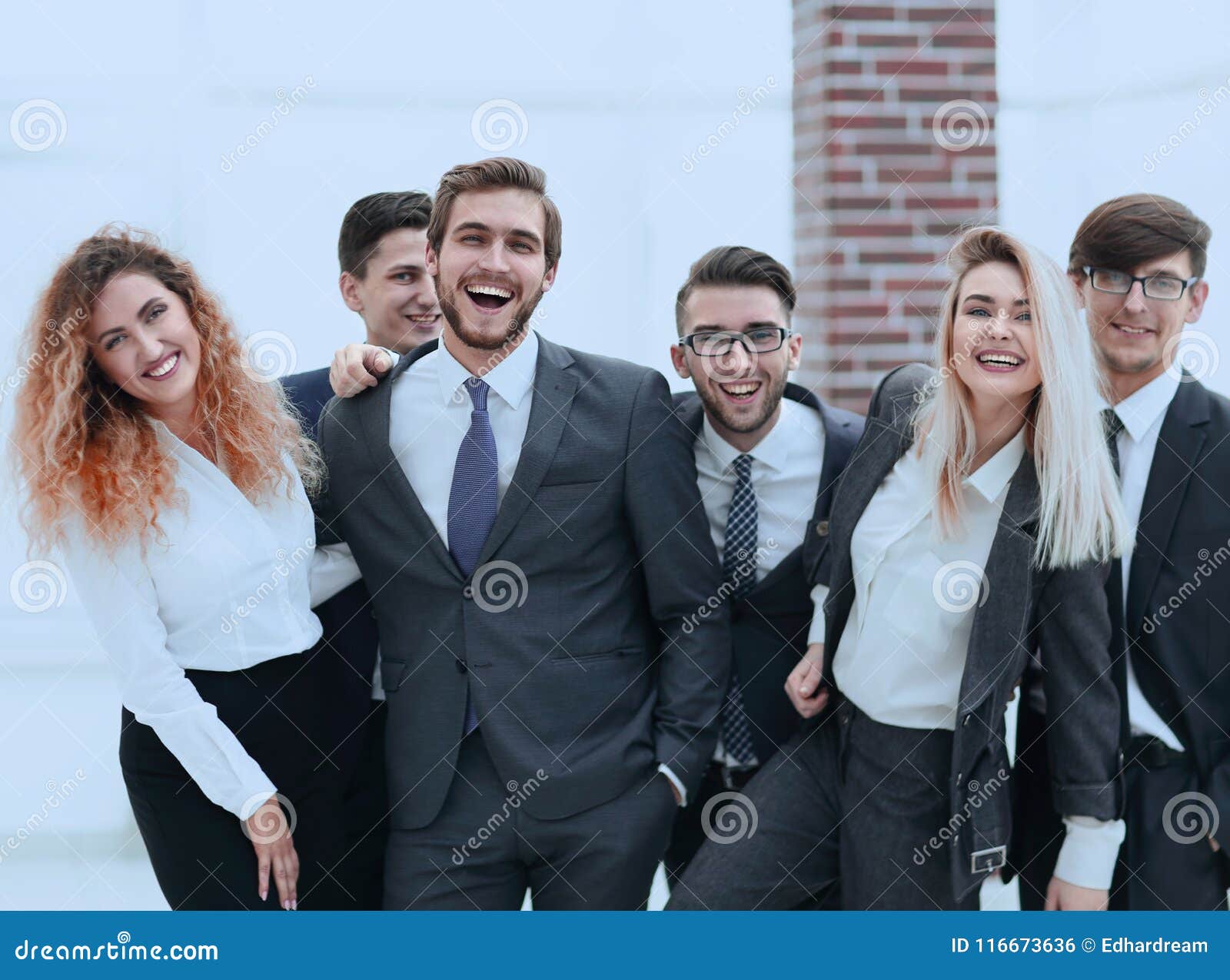 Group of happy colleagues stock photo. Image of portrait - 116673636