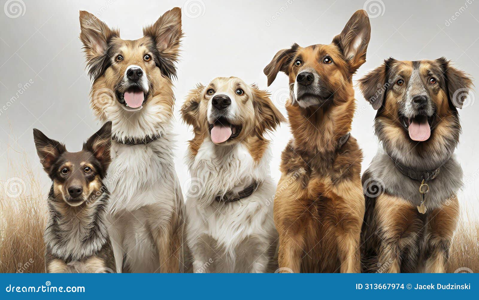 Group of happy dogs stock illustration. Illustration of mixed - 313667974