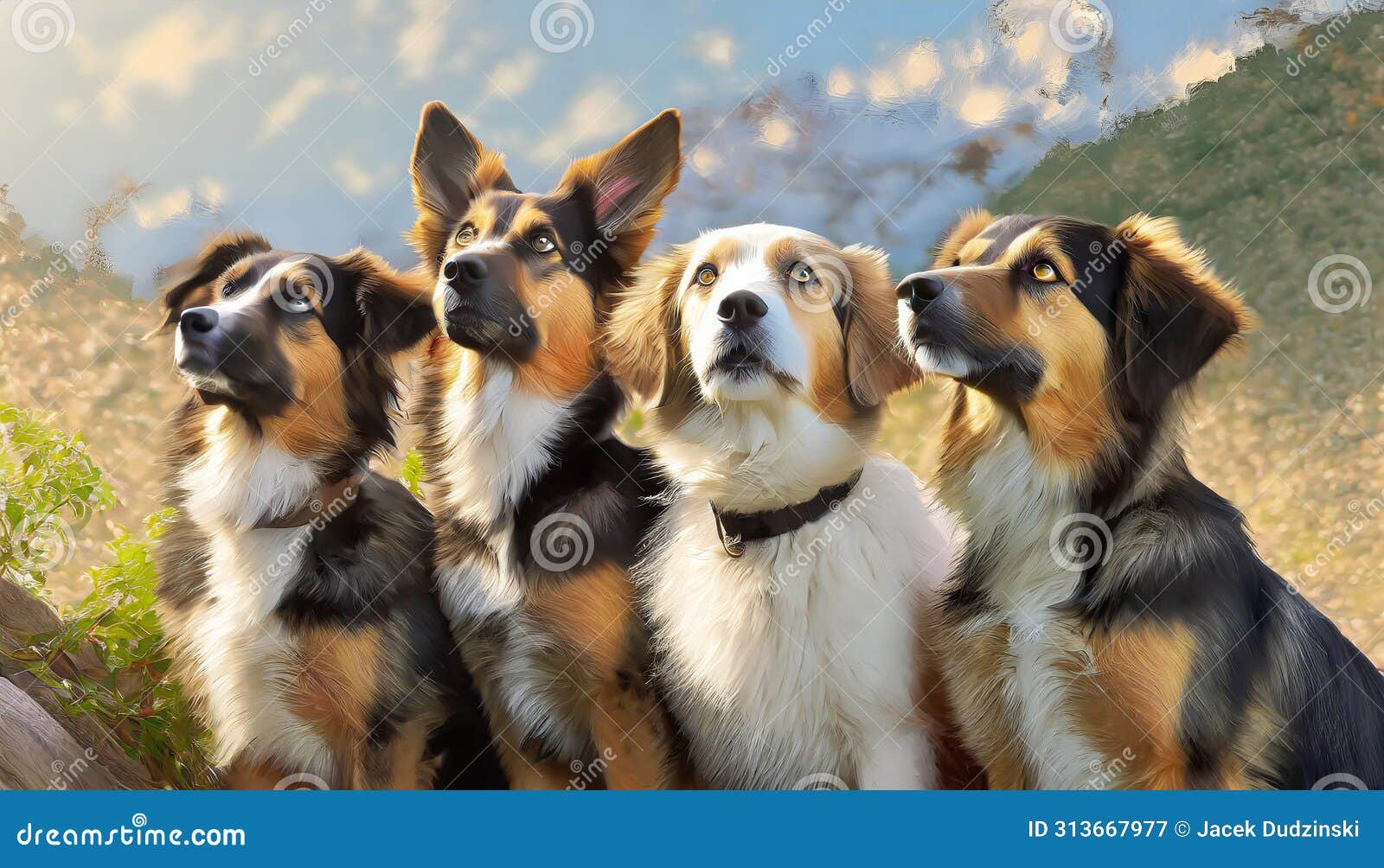 Group of happy dogs stock illustration. Illustration of animal - 313667977