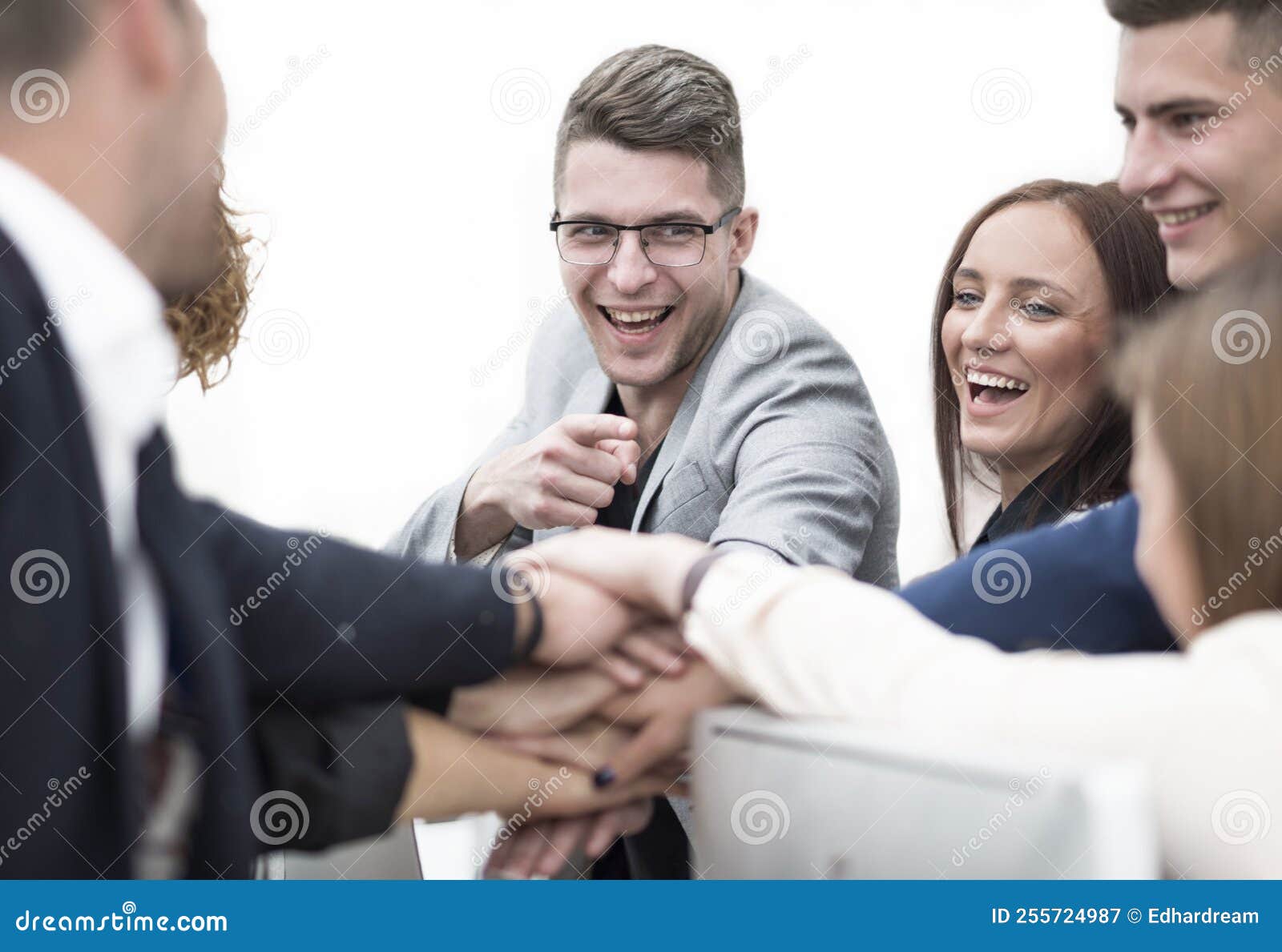 Group of Happy Employees Showing Their Unity Stock Image - Image of ...