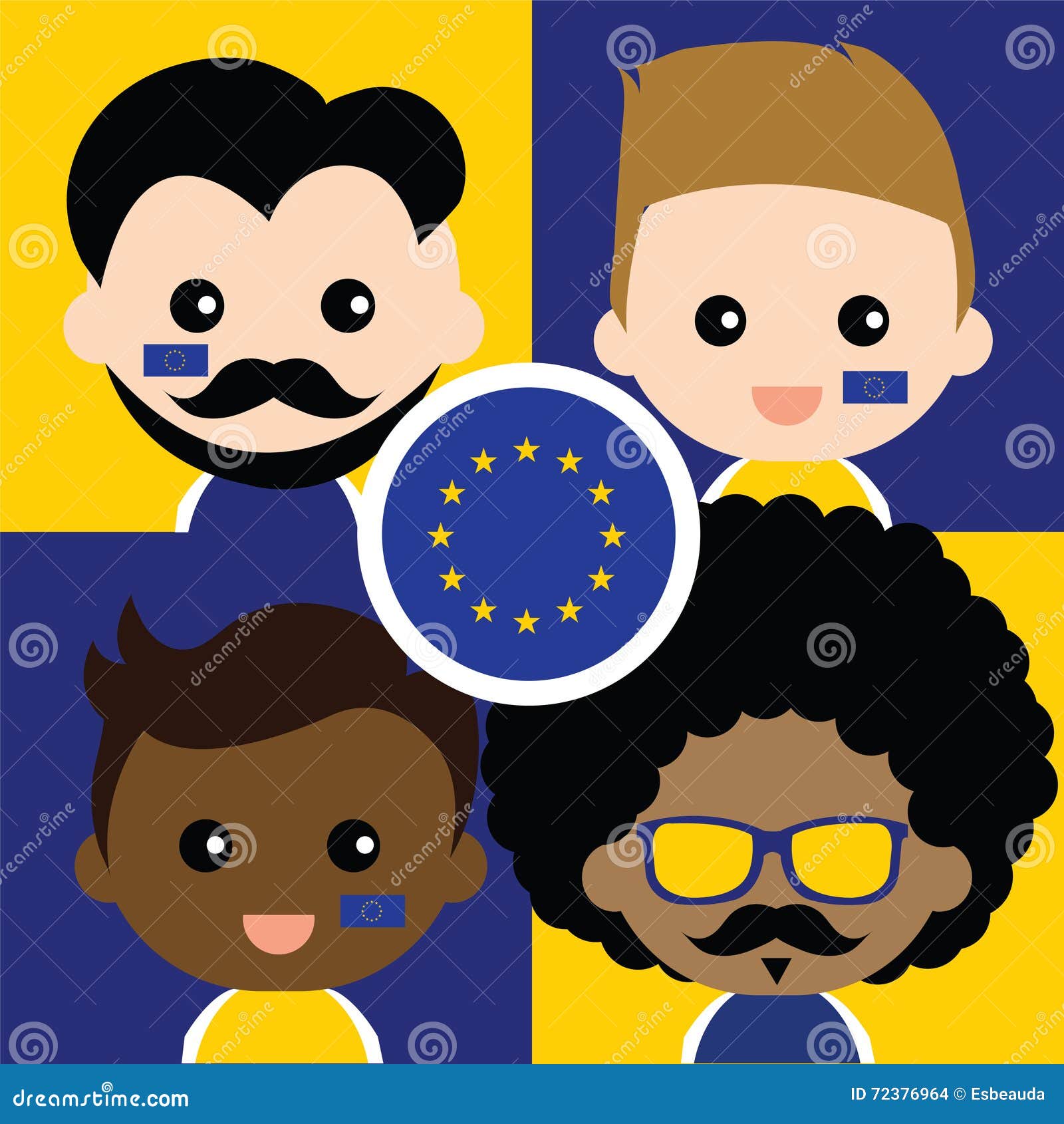 Group of Happy European Union S Supporters Stock Vector - Illustration ...