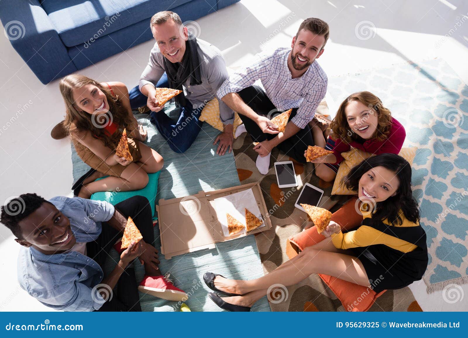 Group of Happy Executives Having Pizza Stock Image - Image of ...