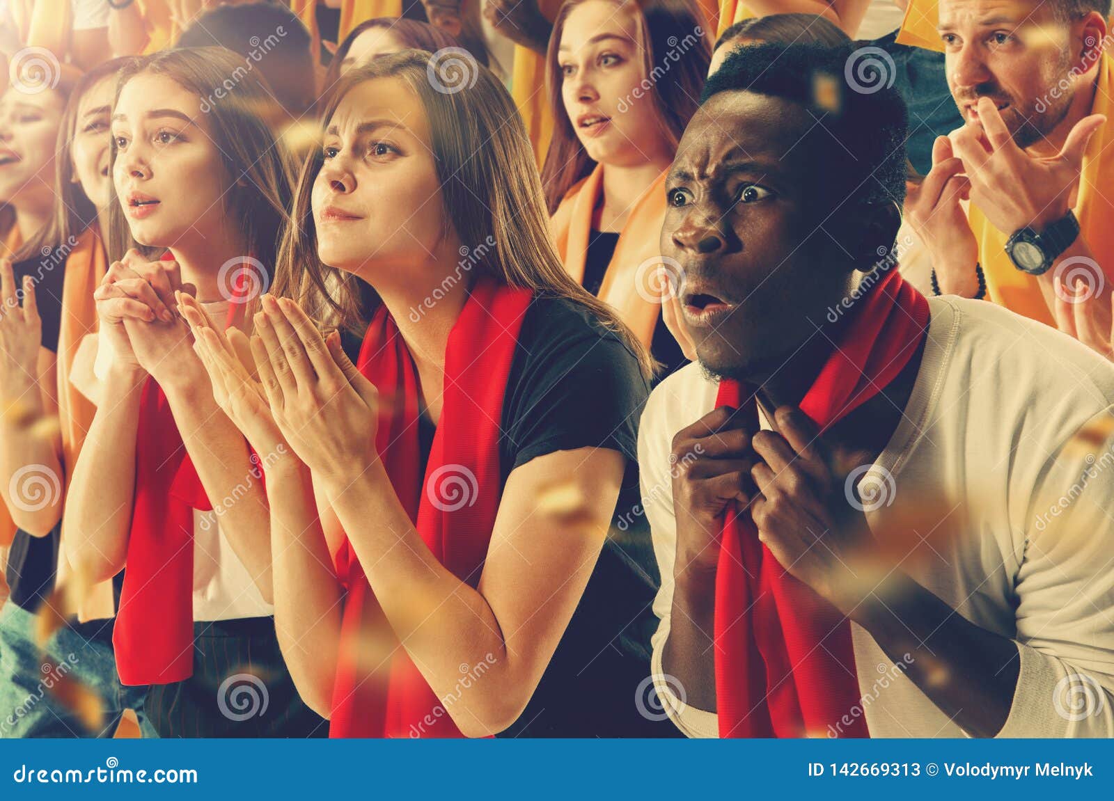 Group of Happy Fans are Cheering for Their Team Victory. Stock Image ...
