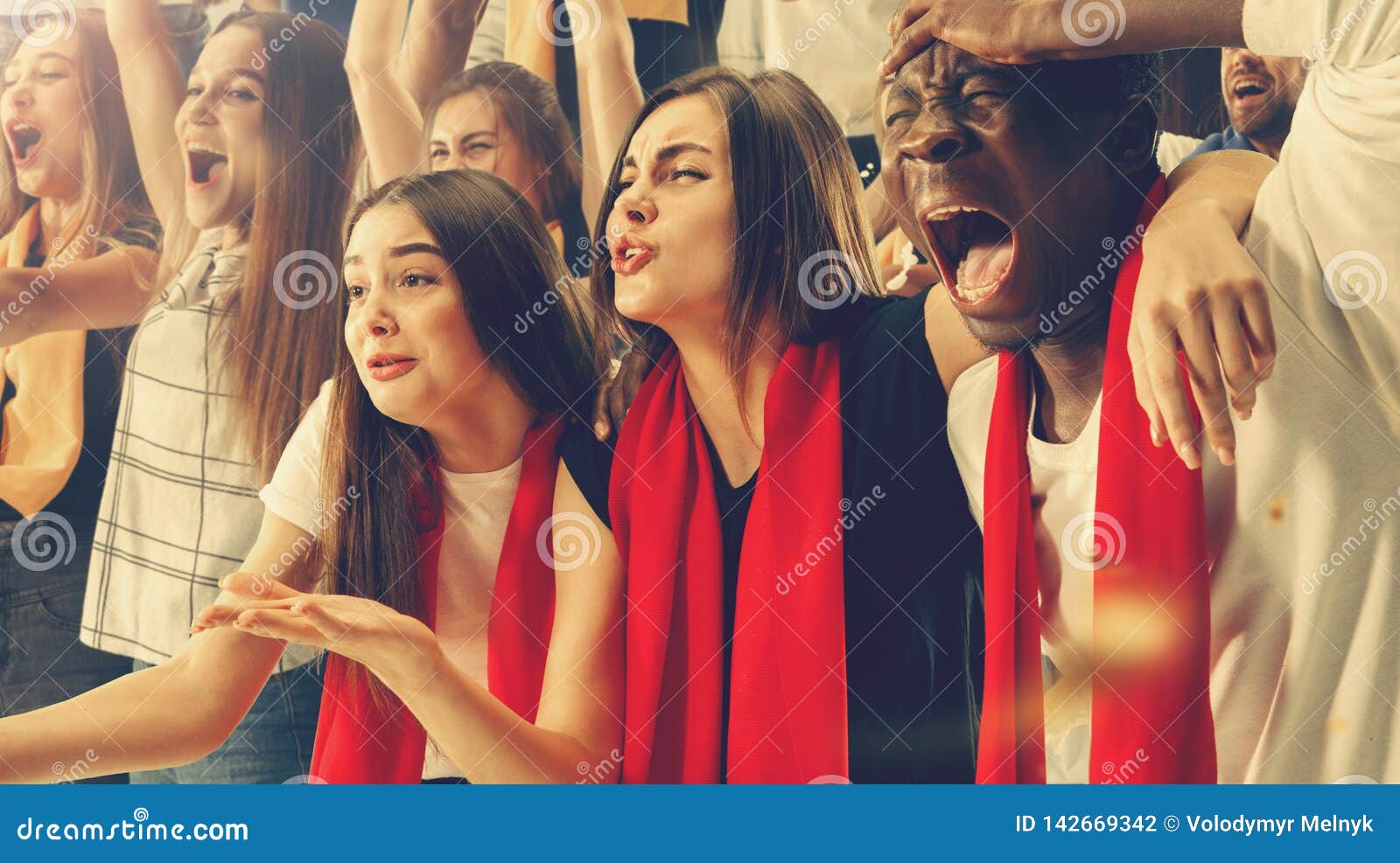 Group of Happy Fans are Cheering for Their Team Victory. Stock Photo ...