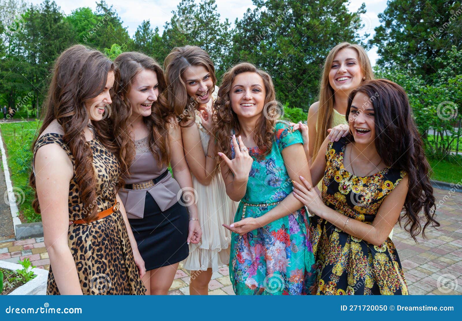 Group Happy Female Friends in the Park Stock Photo - Image of girl ...