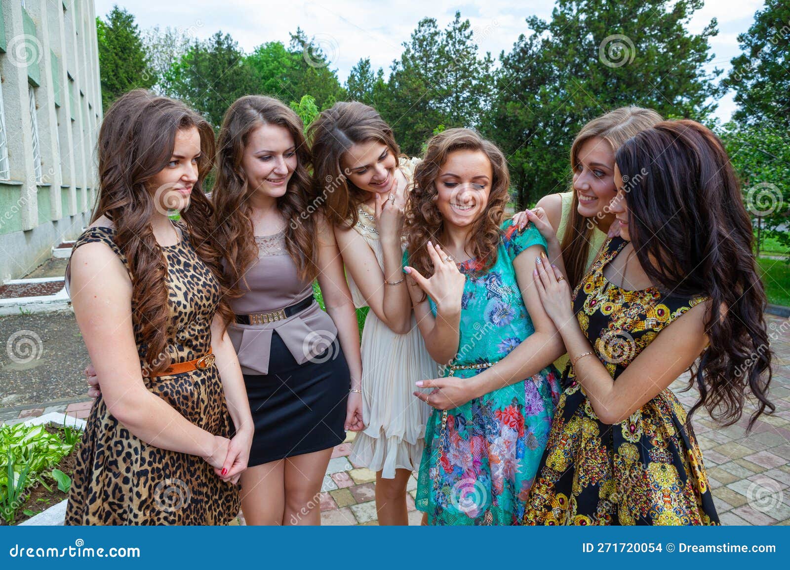Group Happy Female Friends in the Park Stock Photo - Image of pretty ...