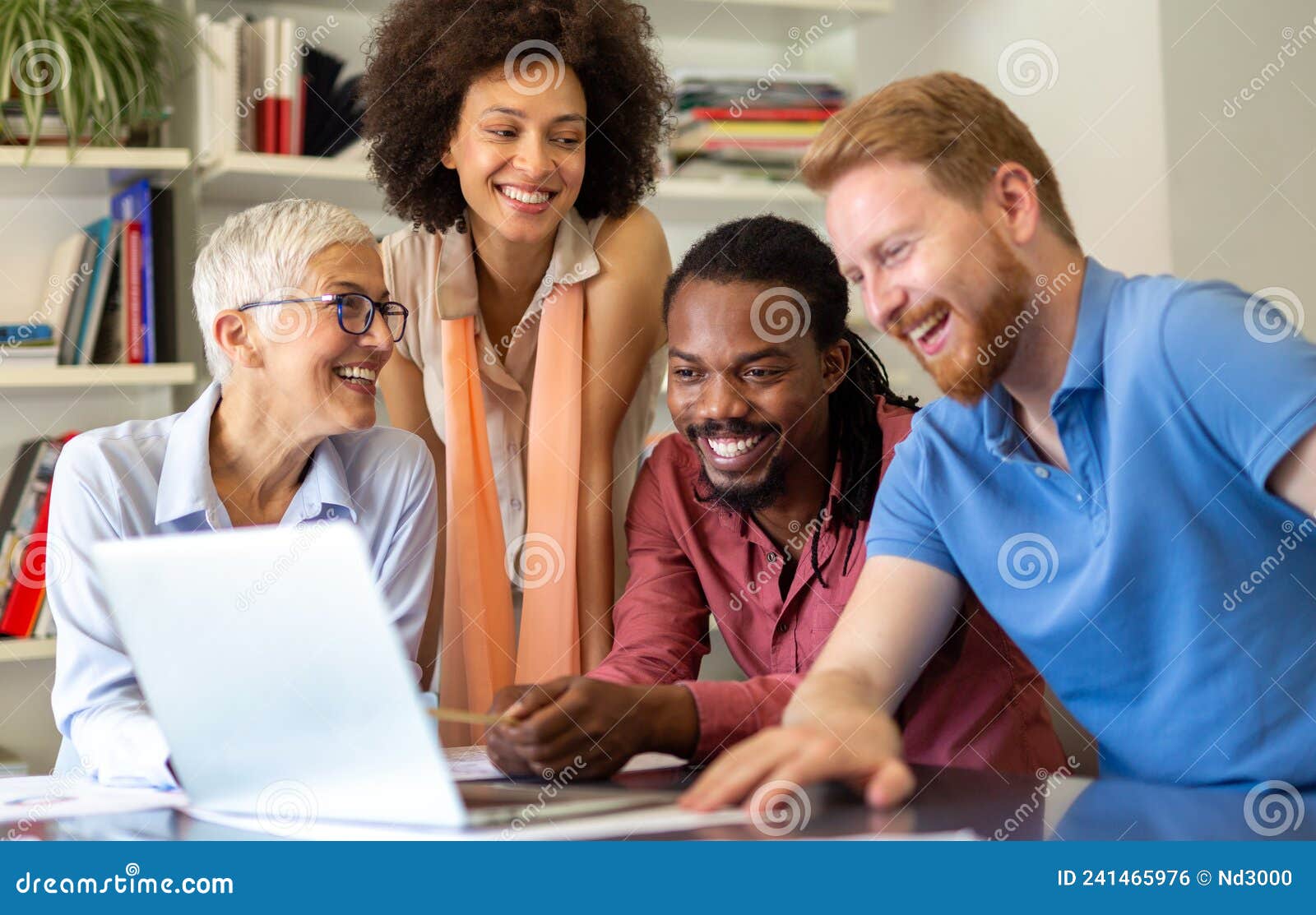 Group of Happy Friendly Multiethnic Business People Having Fun, Working ...