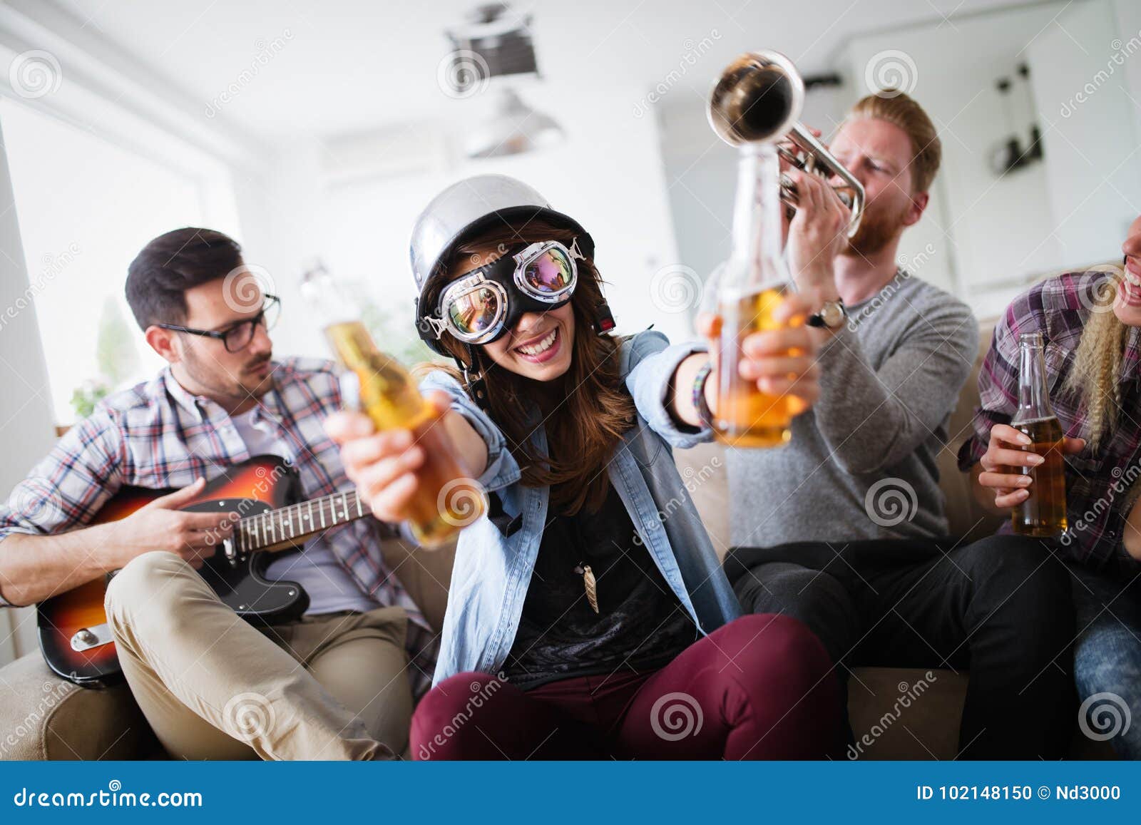 Group of Friends Having Fun, Partying and Drinking Stock Photo - Image ...