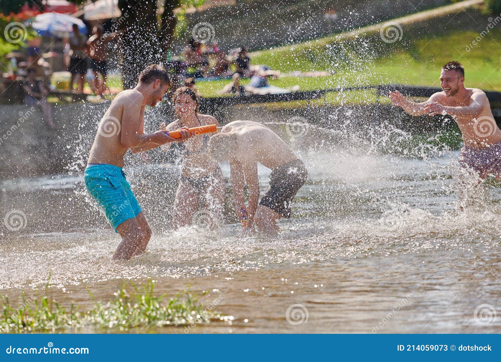 Group of Happy Friends Having Fun on River Stock Image - Image of ...