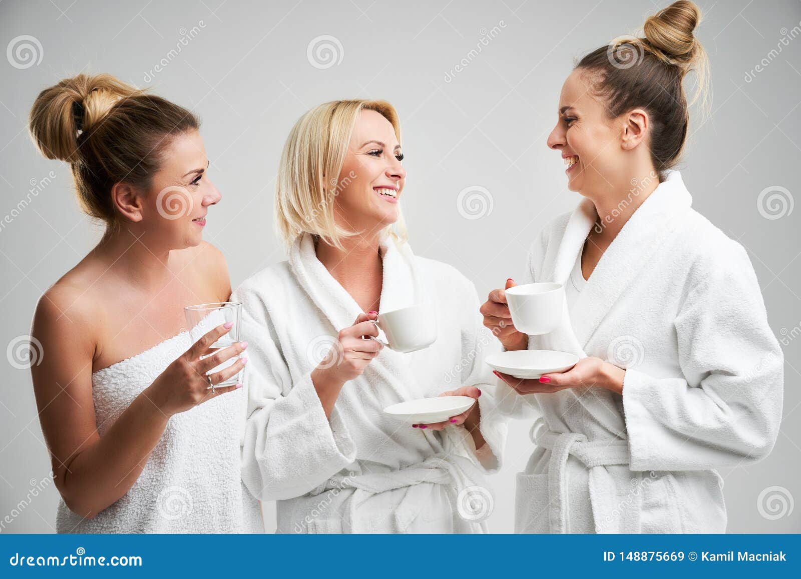 Picture Showing Group of Happy Friends in Spa Stock Image - Image of ...