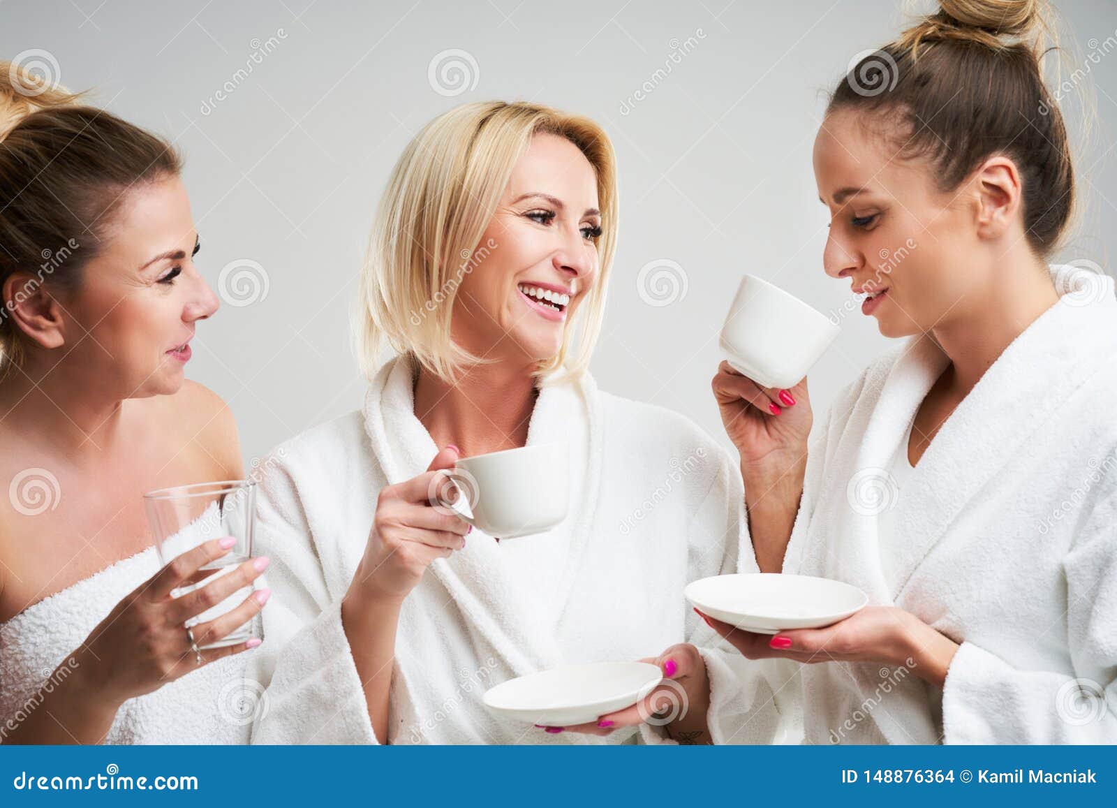Picture Showing Group of Happy Friends in Spa Stock Photo - Image of ...