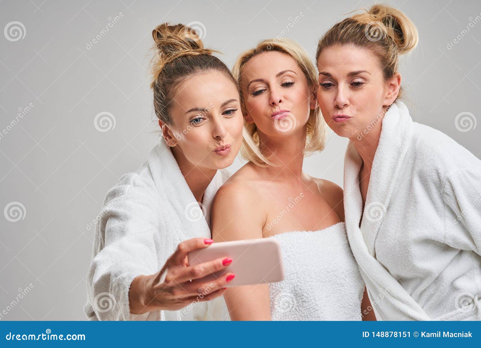 Picture Showing Group of Happy Friends in Spa Stock Image - Image of ...
