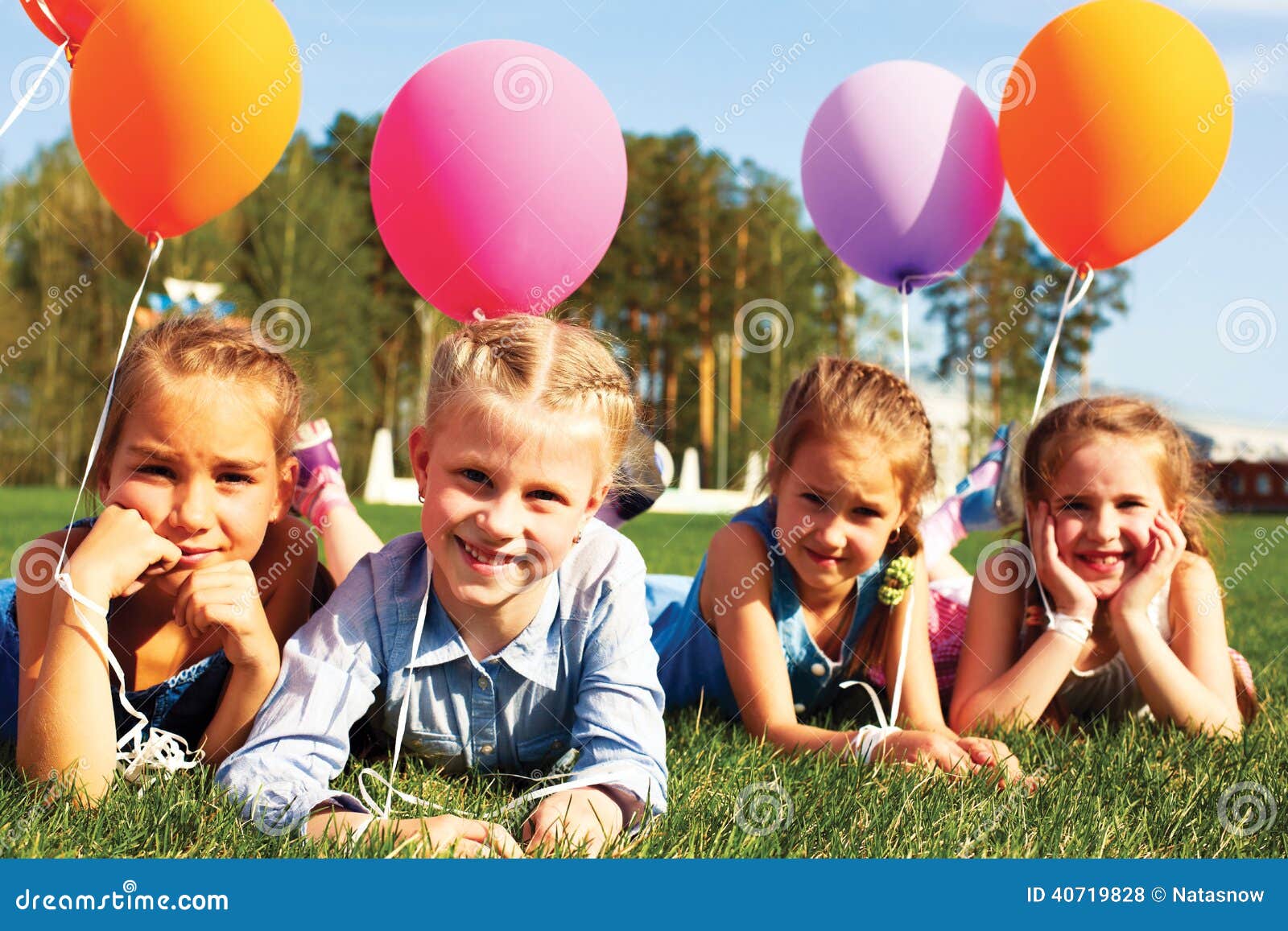 Group of Happy Kids with Balloons Stock Photo - Image of girls, ngroup ...