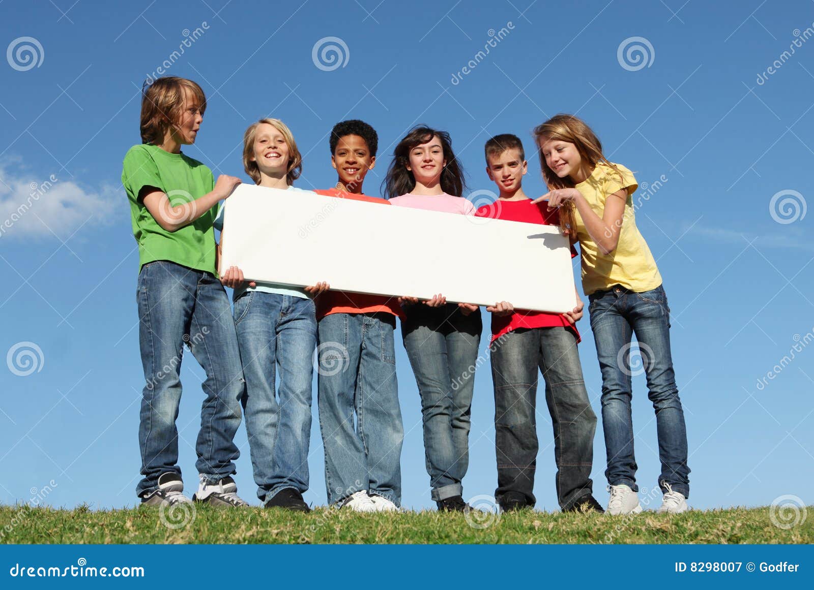 Group Of Happy Kids,blank Sign Stock Image | CartoonDealer.com #8298007