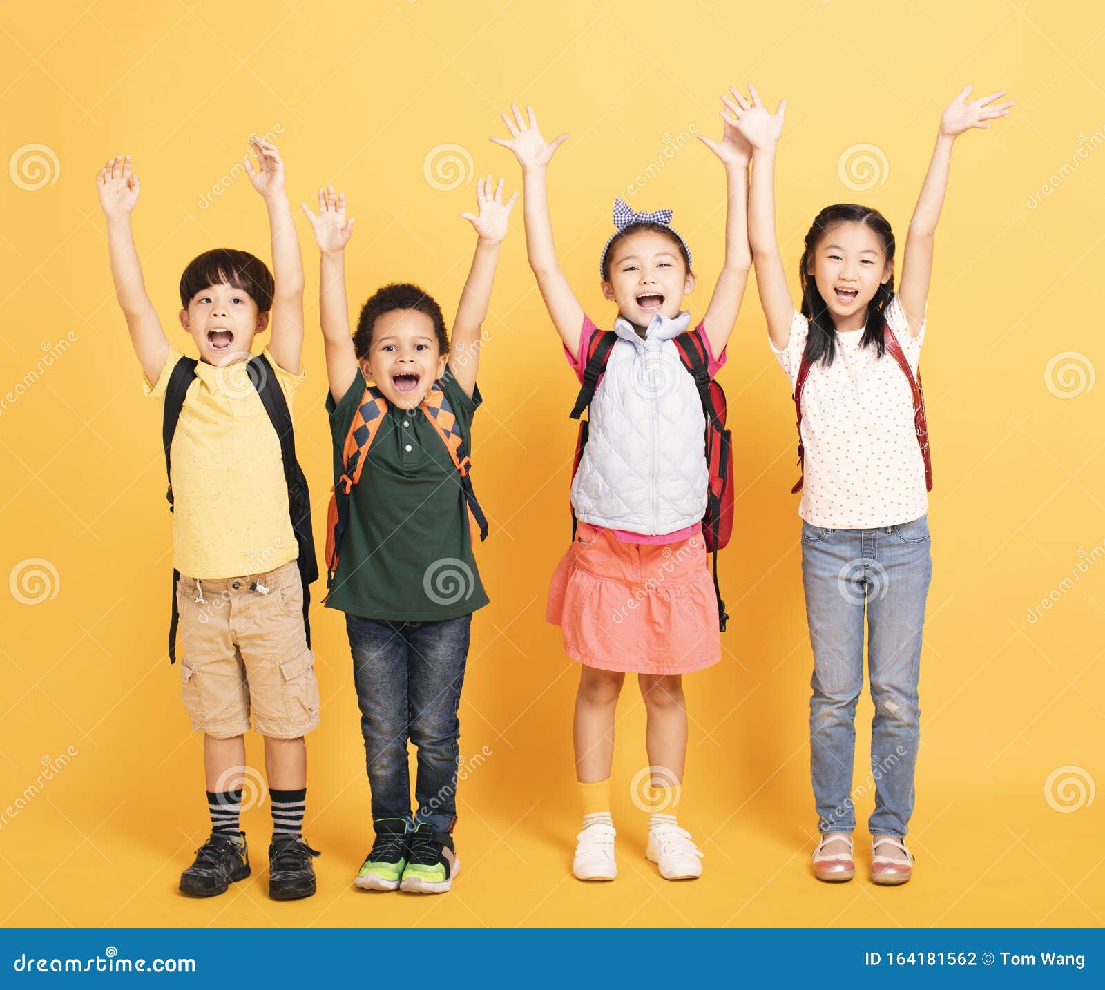 Group of Happy Kids Celebrating and Yelling Stock Photo - Image of girl ...