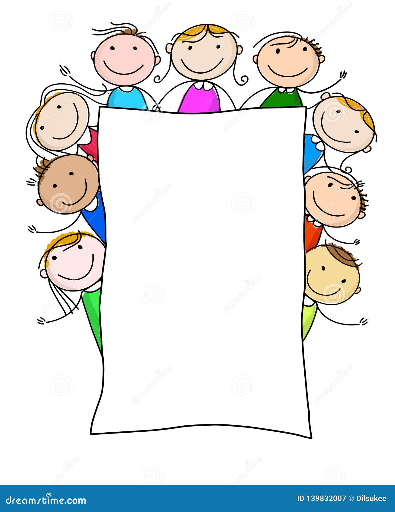 Group Of Happy Kids And Frame. Cartoon Vector | CartoonDealer.com ...
