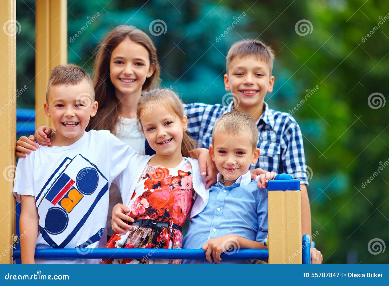 Group of Happy Kids Having Fun on Playground Stock Image - Image of ...