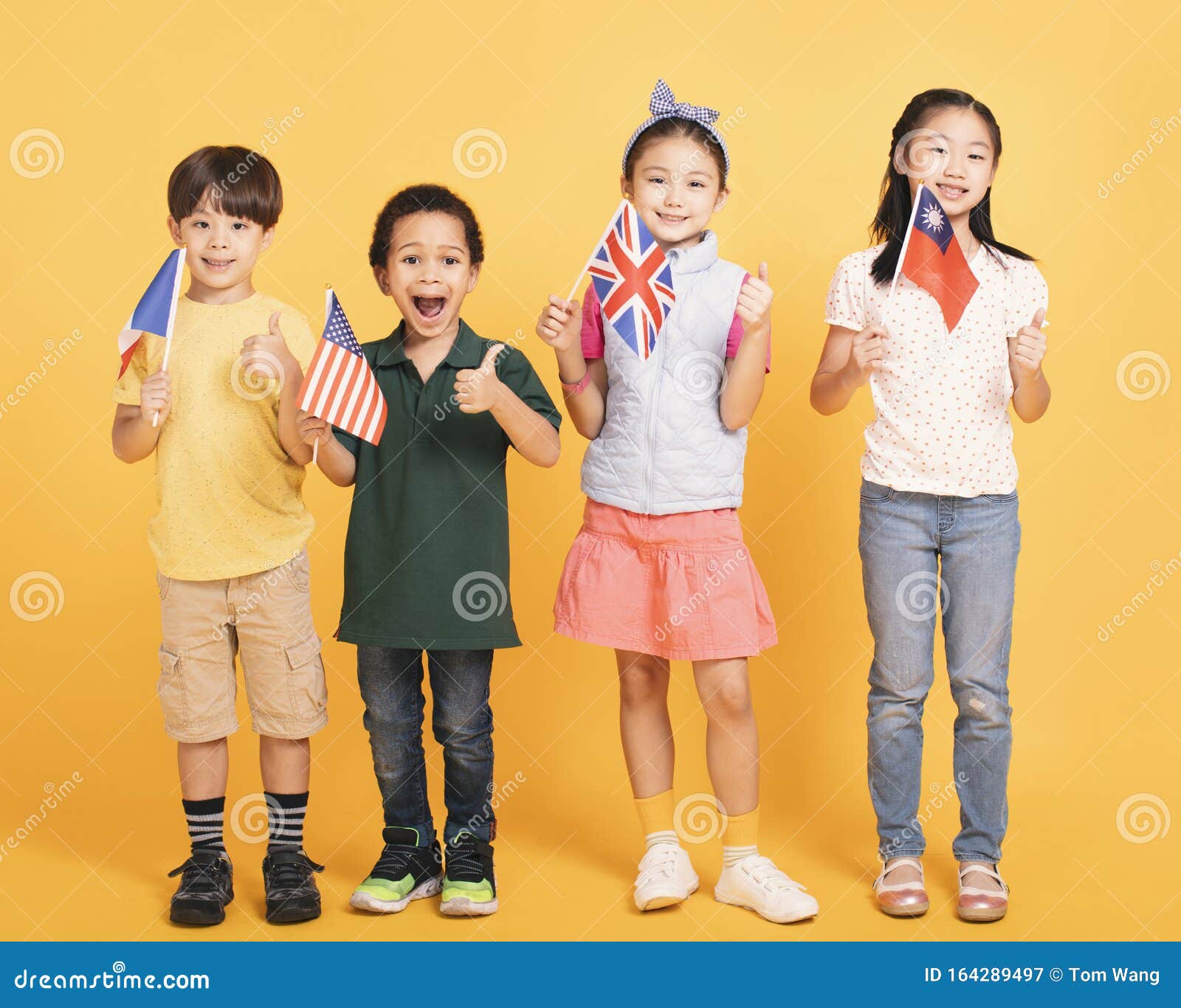 Group of Happy Kids Showing the Flags Stock Image - Image of flags ...
