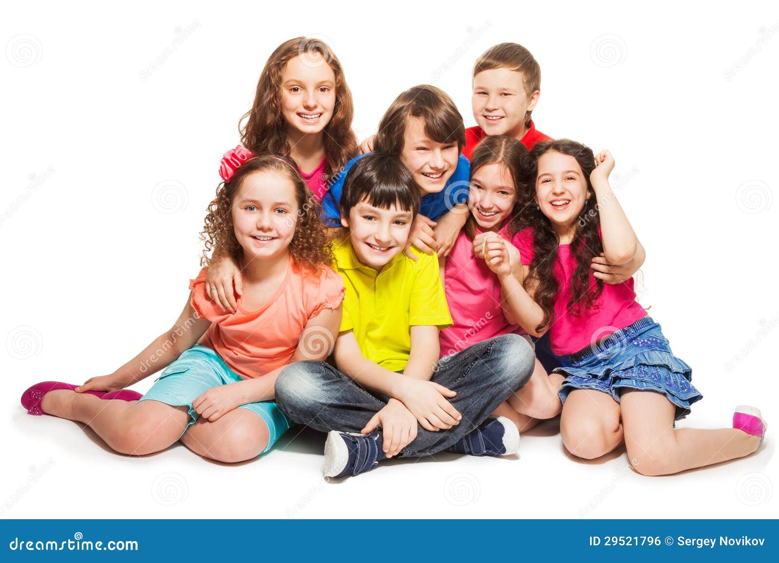 Group of Happy Kids Sitting Together Stock Photo - Image of ...