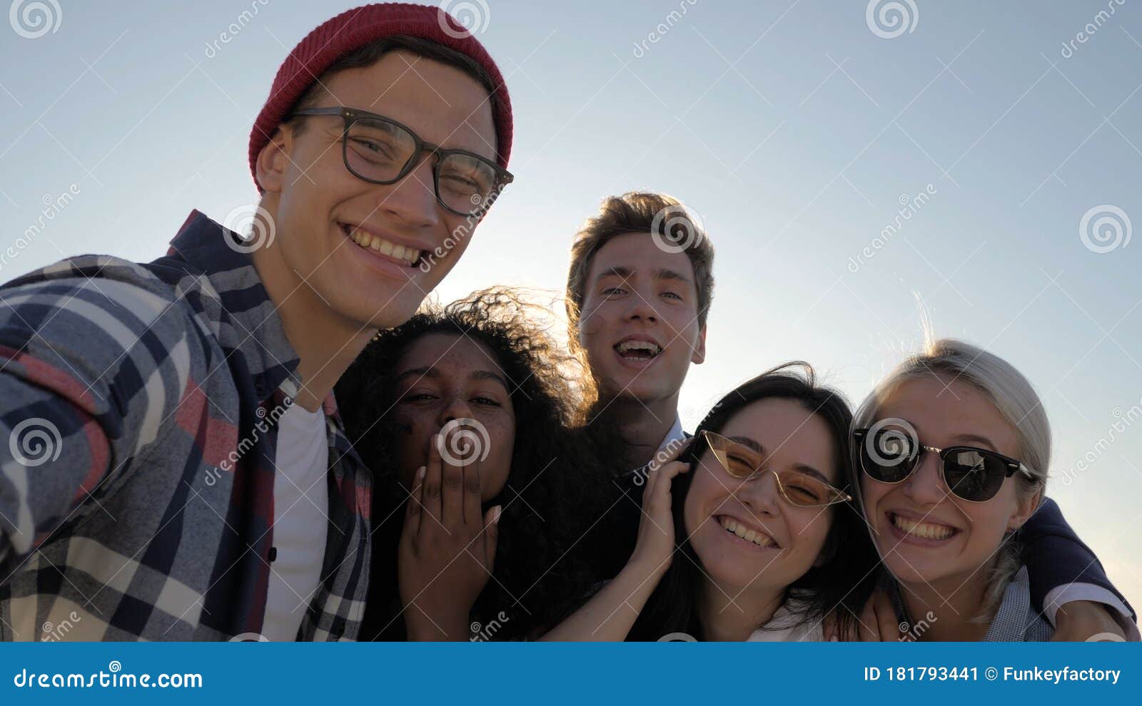 Group of Happy Multiethnic Teenagers Taking a Selfie. Stock Image ... Group of Happy Multiethnic Teenagers Taking a Selfie. Stock Image ...