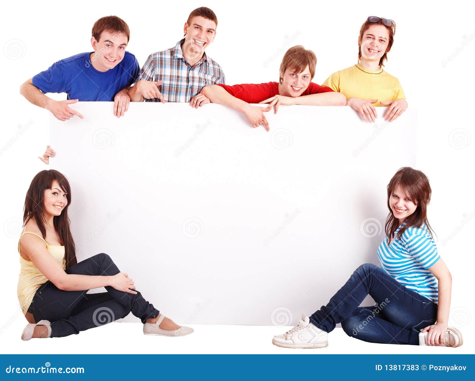 Group of Happy People with Banner. Stock Image - Image of beautiful ...