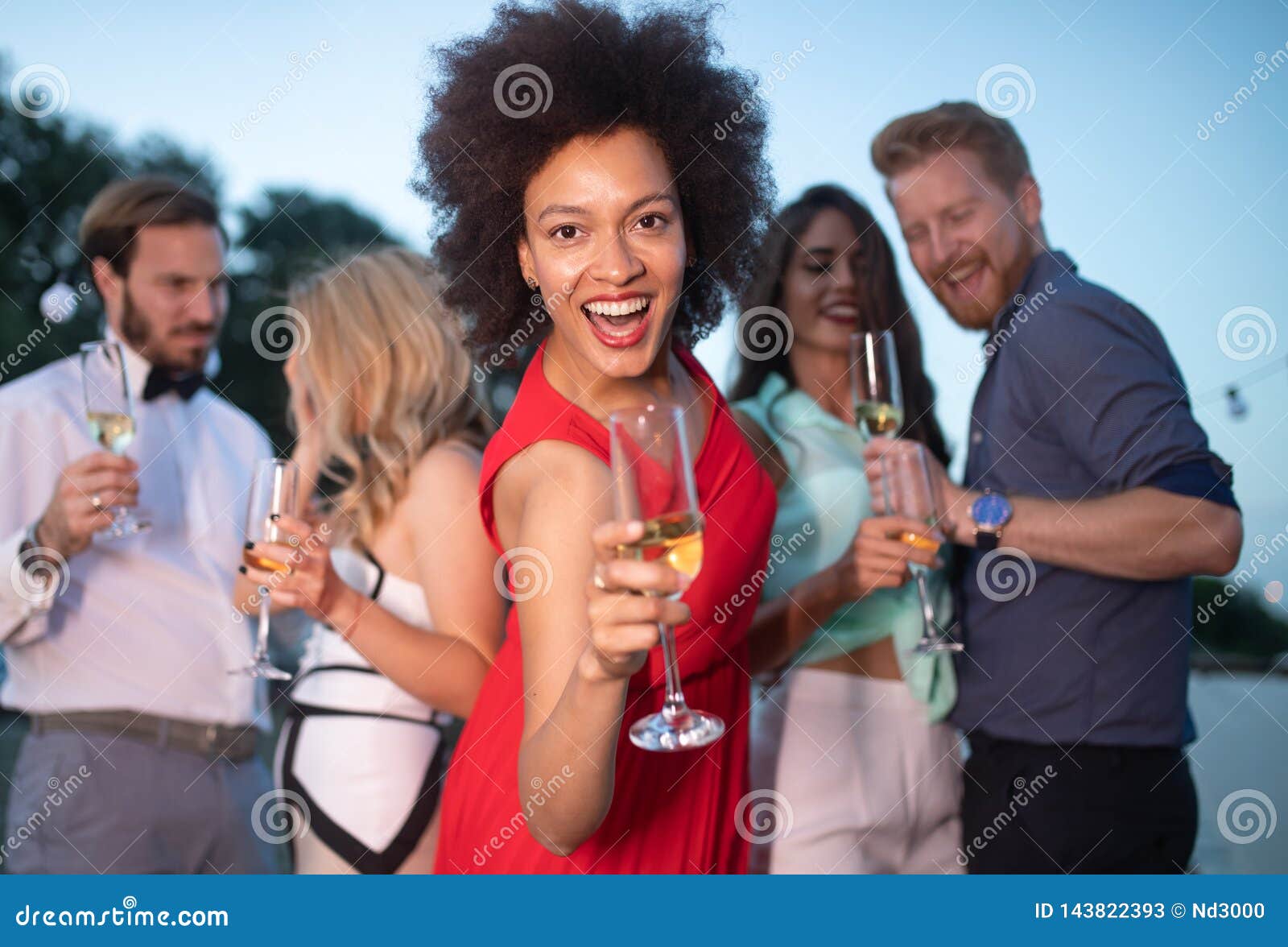 Group of Happy People or Friends Having Fun at Party Stock Image ...