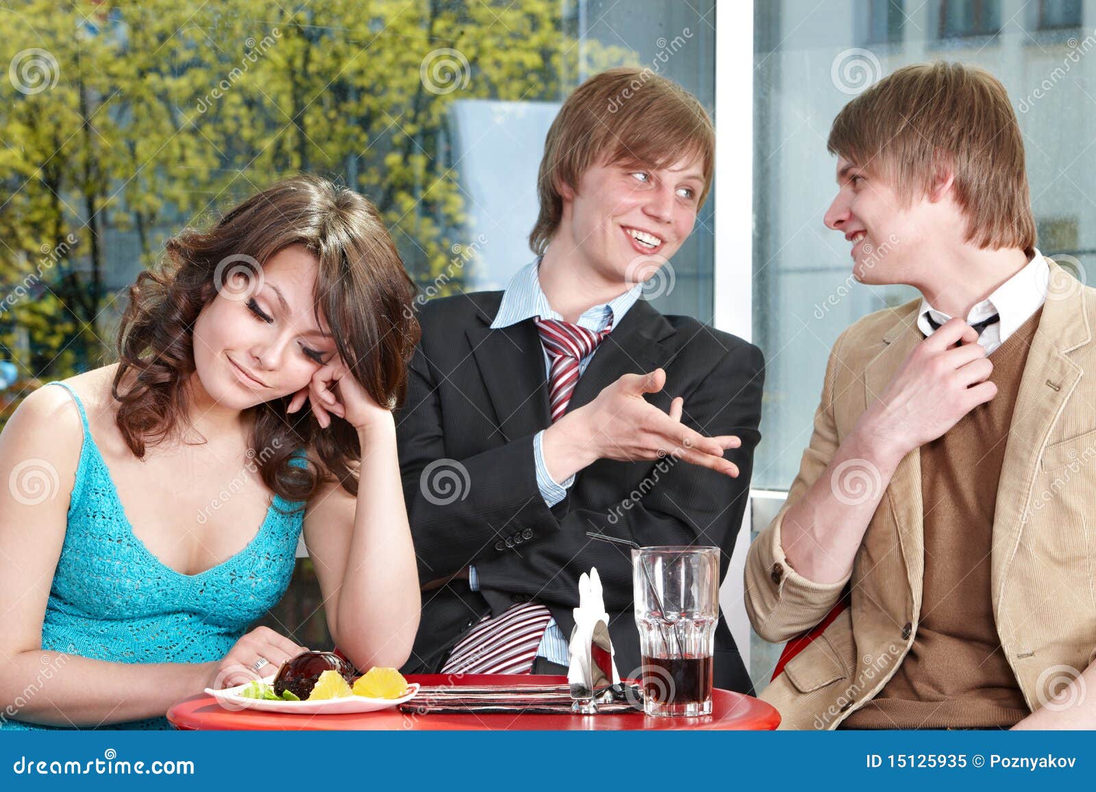 Group of Happy People Talking in Cafe. Stock Image - Image of friend ...