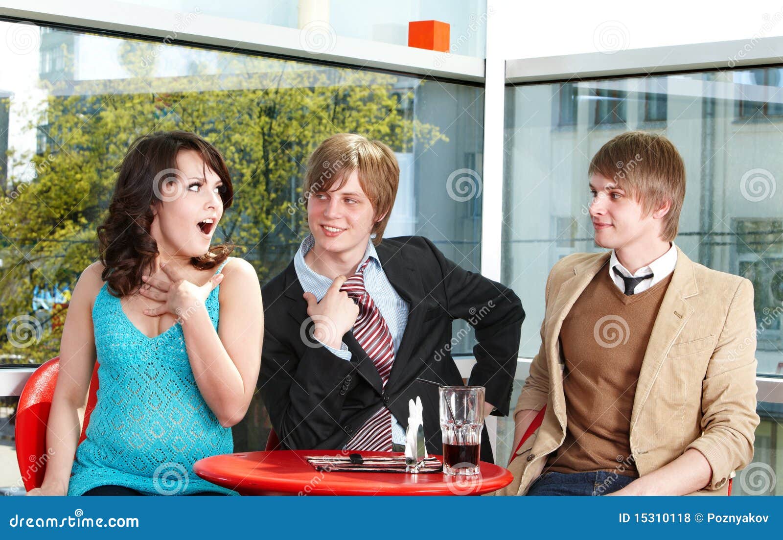 Group of Happy People Talking in Cafe. Stock Photo - Image of couple ...