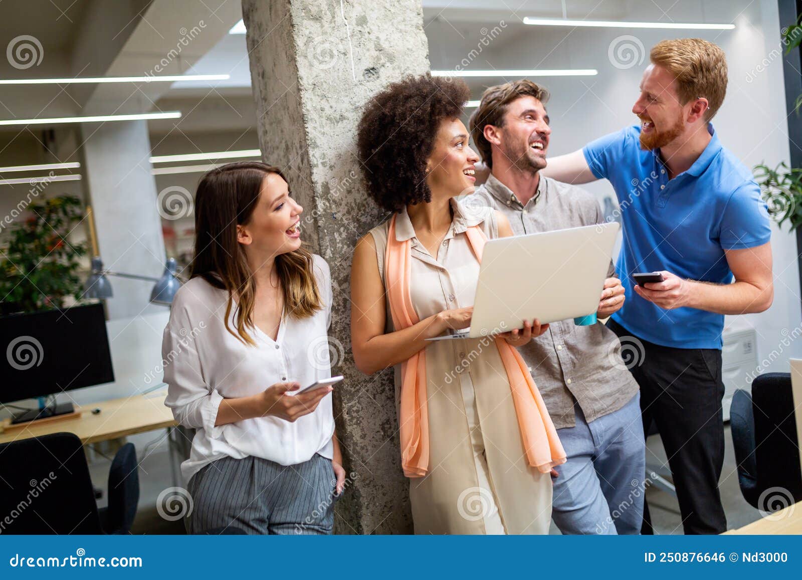 Group of Happy Friendly Multiethnic Business People Having Fun, Working ...