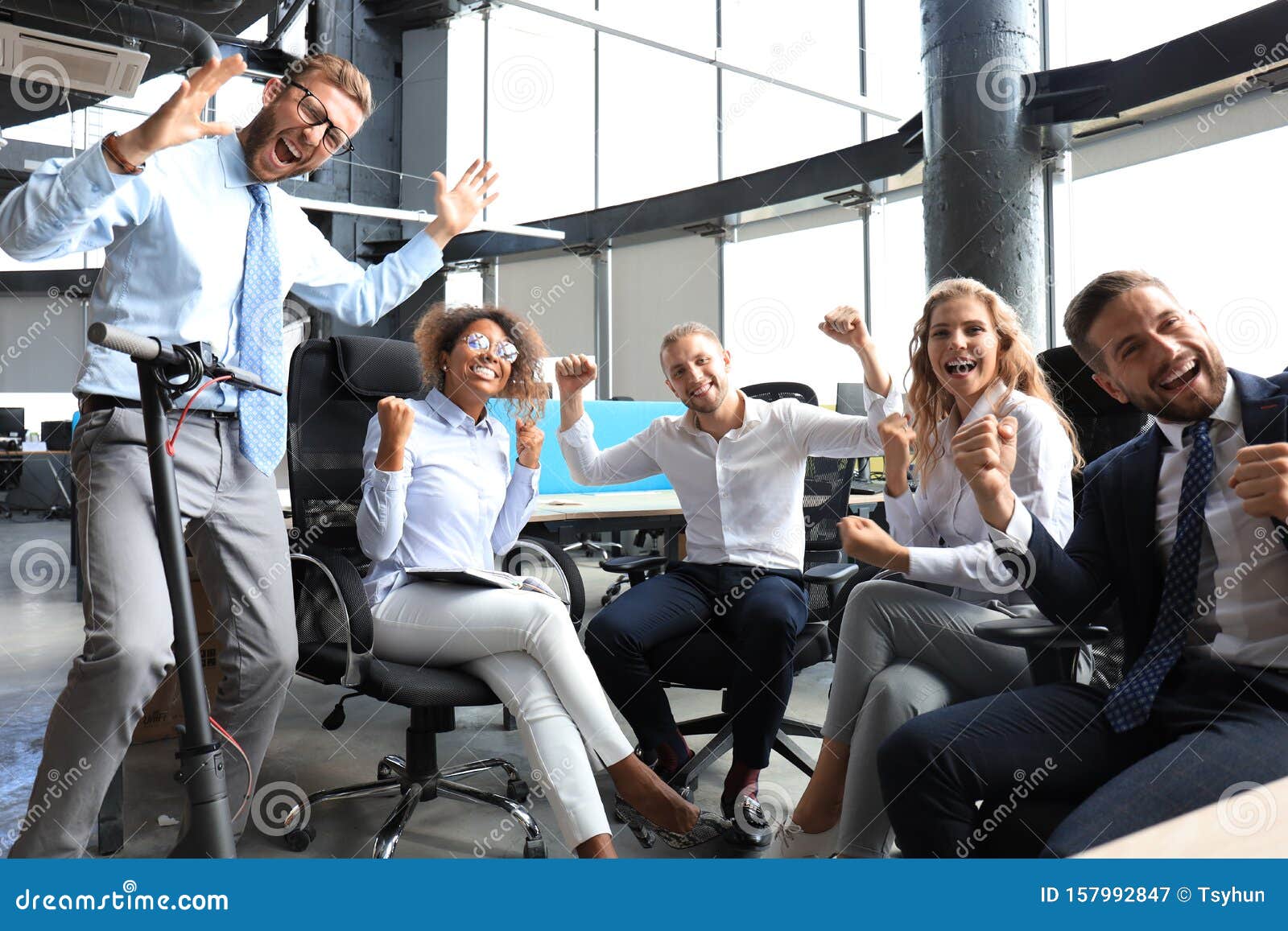 Group of Happy Progressive Business People Working on Startup Together ...