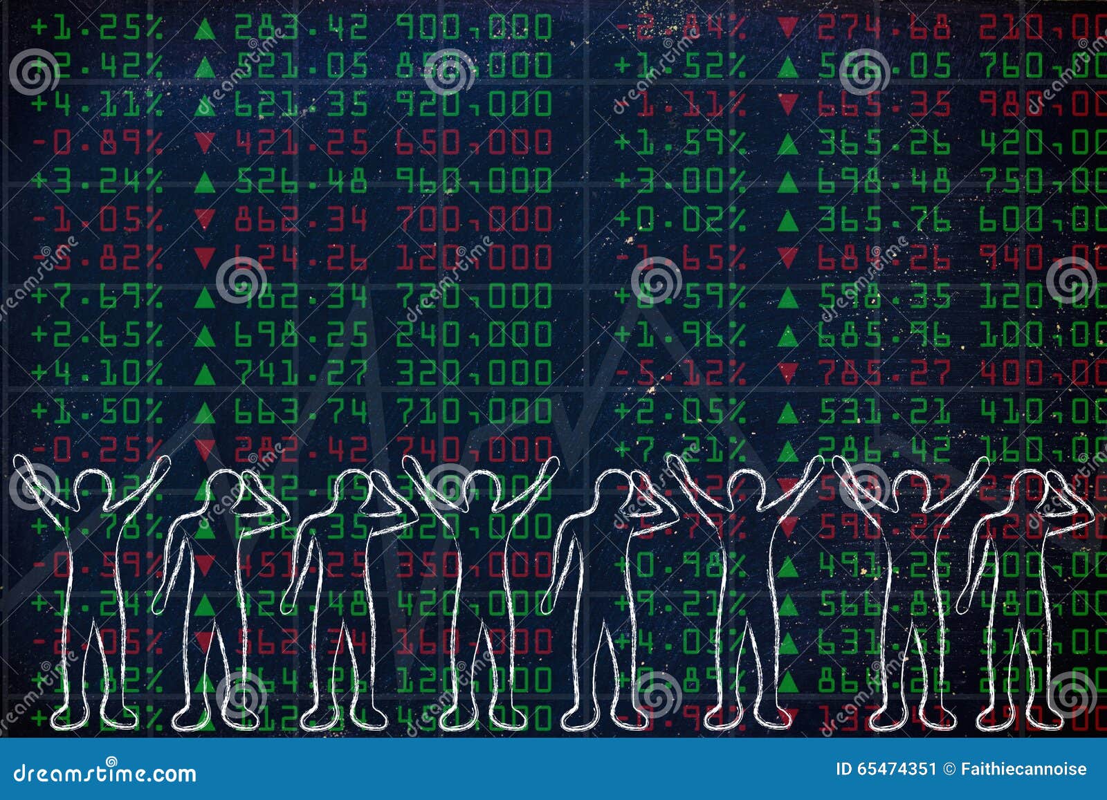 Group of Happy and Sad Traders Facing Stock Exchange Data Stock Image ...