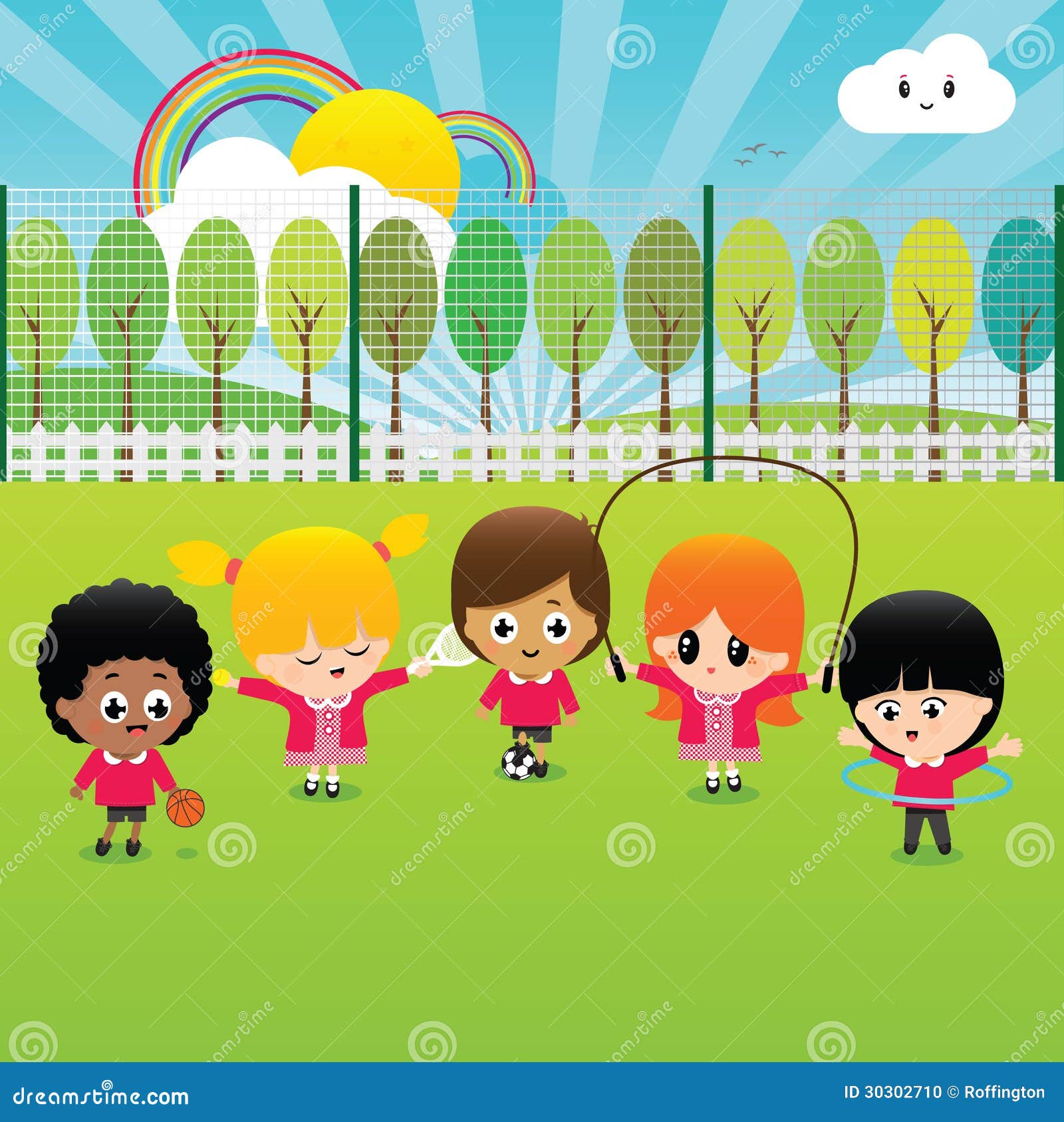 Kids Playing Outside Cartoon