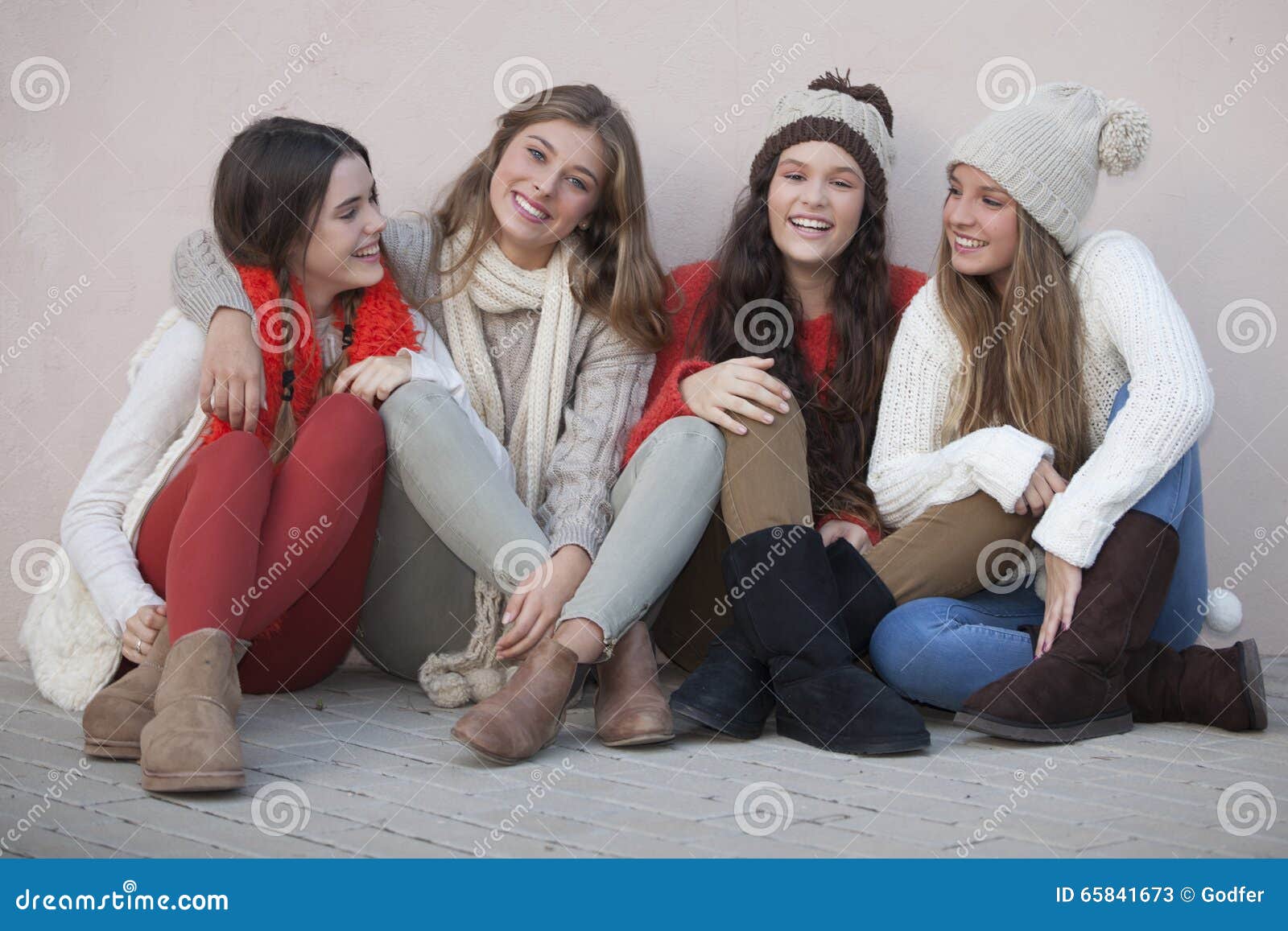 Group of Happy School Girls Stock Image - Image of jumpers, people ...