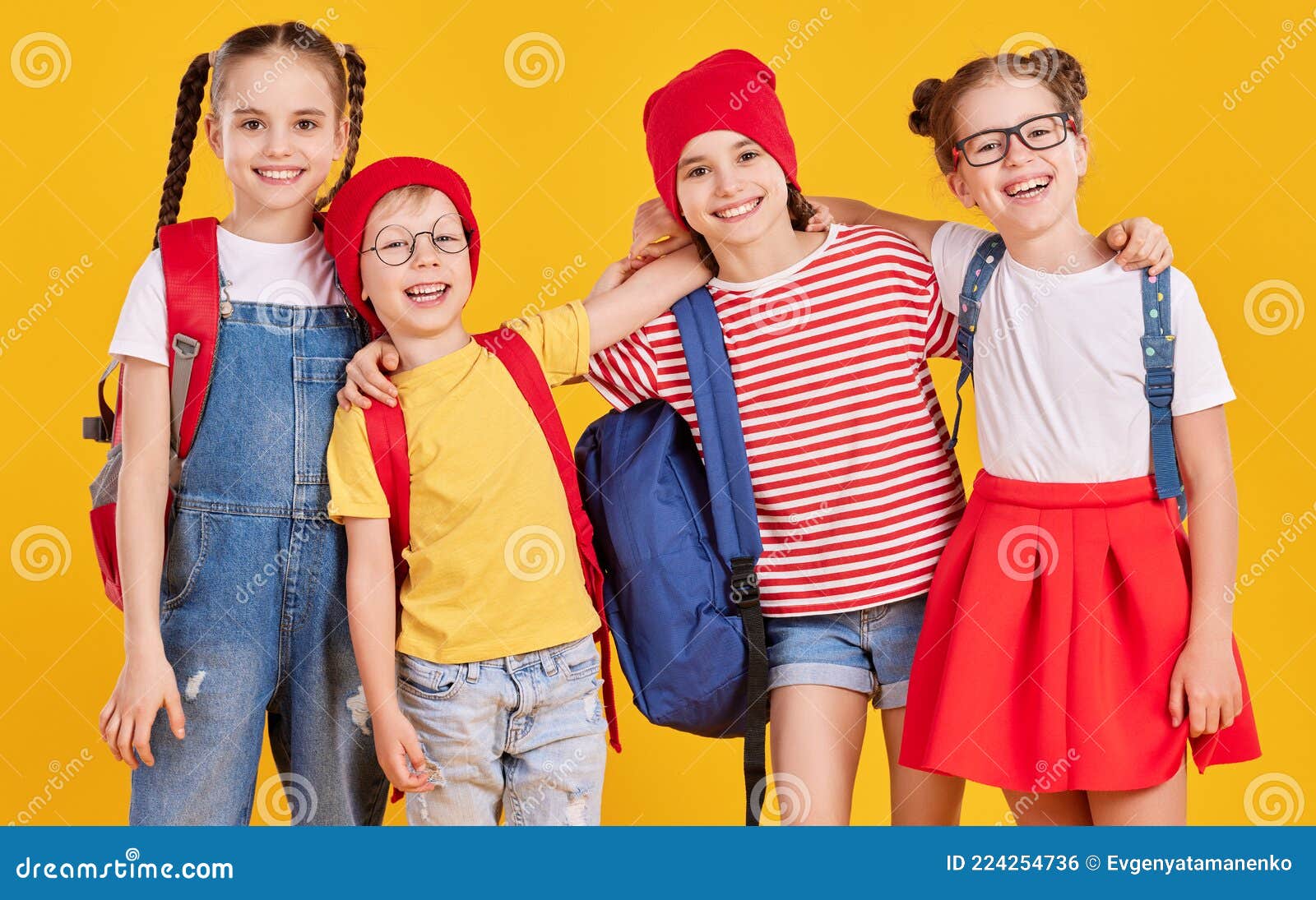 Group of Happy Schoolkids with Backpacks Stock Photo - Image of ... Group of Happy Schoolkids with Backpacks Stock Photo - Image of ...